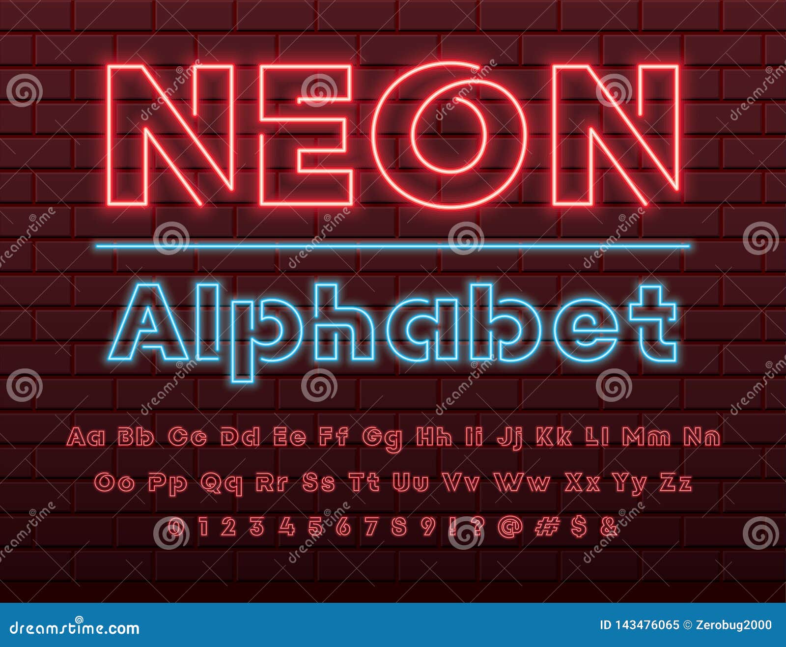 Neon light font stock vector. Illustration of banner - 143476065