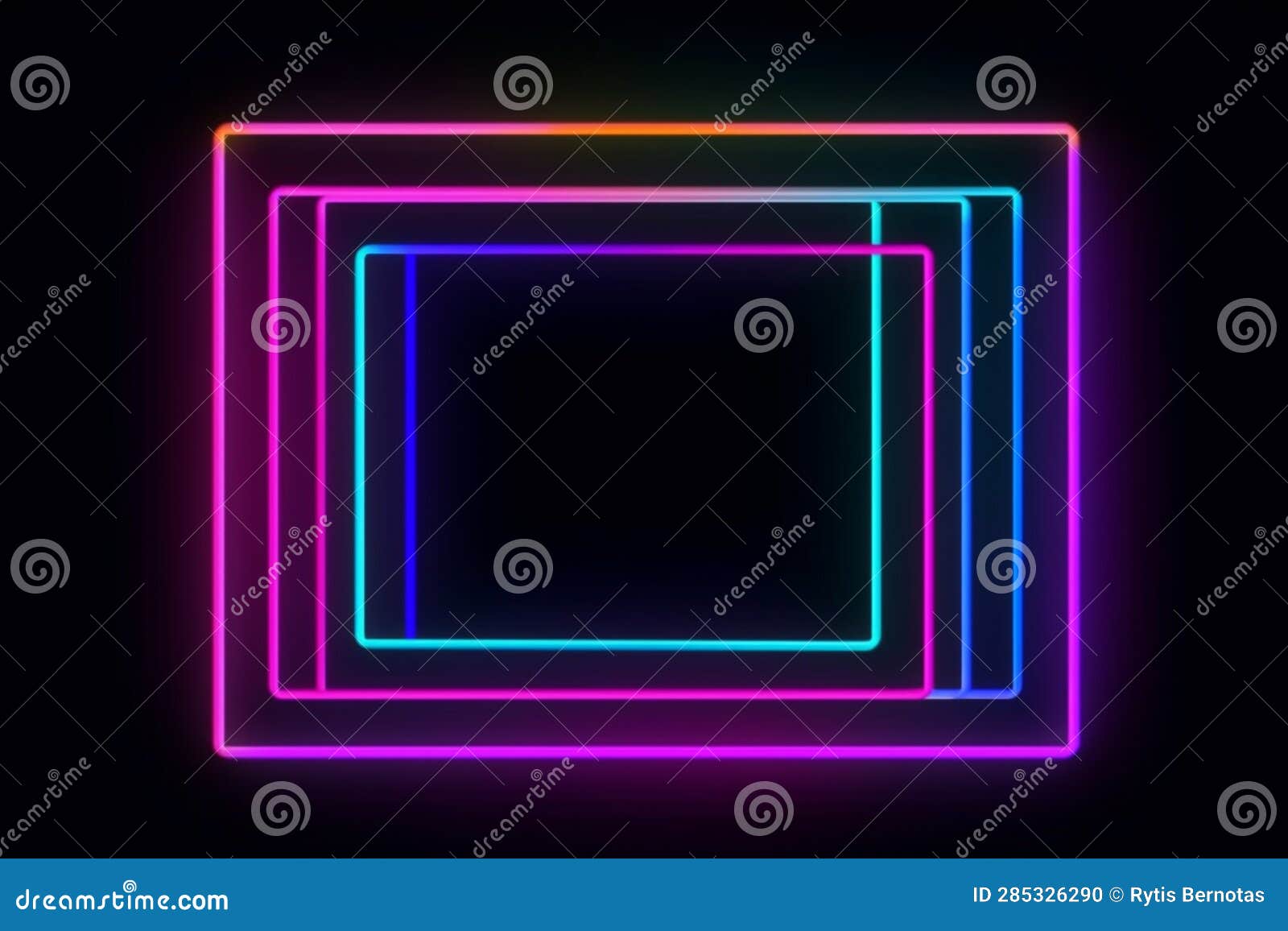 Neon Light Frames on Black Background. Generative AI Stock Illustration ...