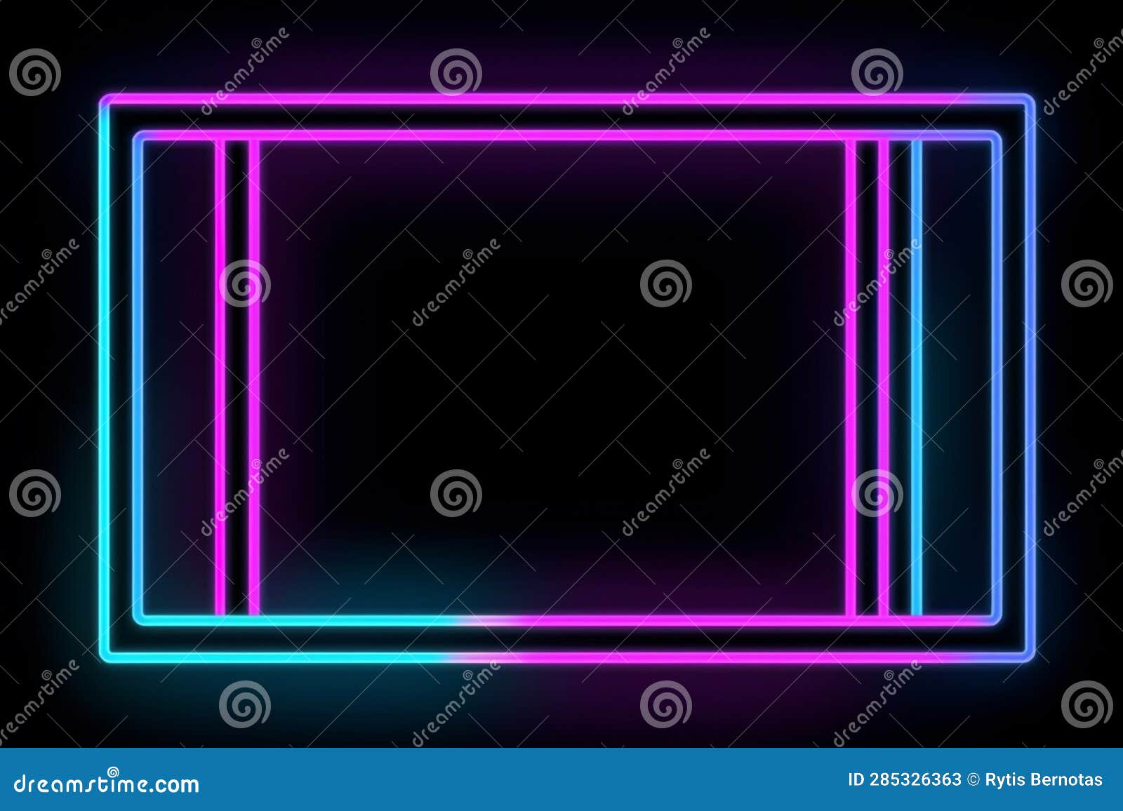 Neon Light Frames on Black Background. Generative AI Stock Illustration ...