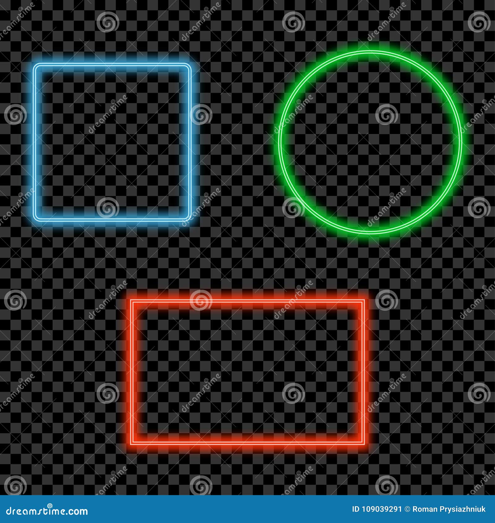 Neon Light Frames Set. Glowing and Shining Bright Borders with Space ...