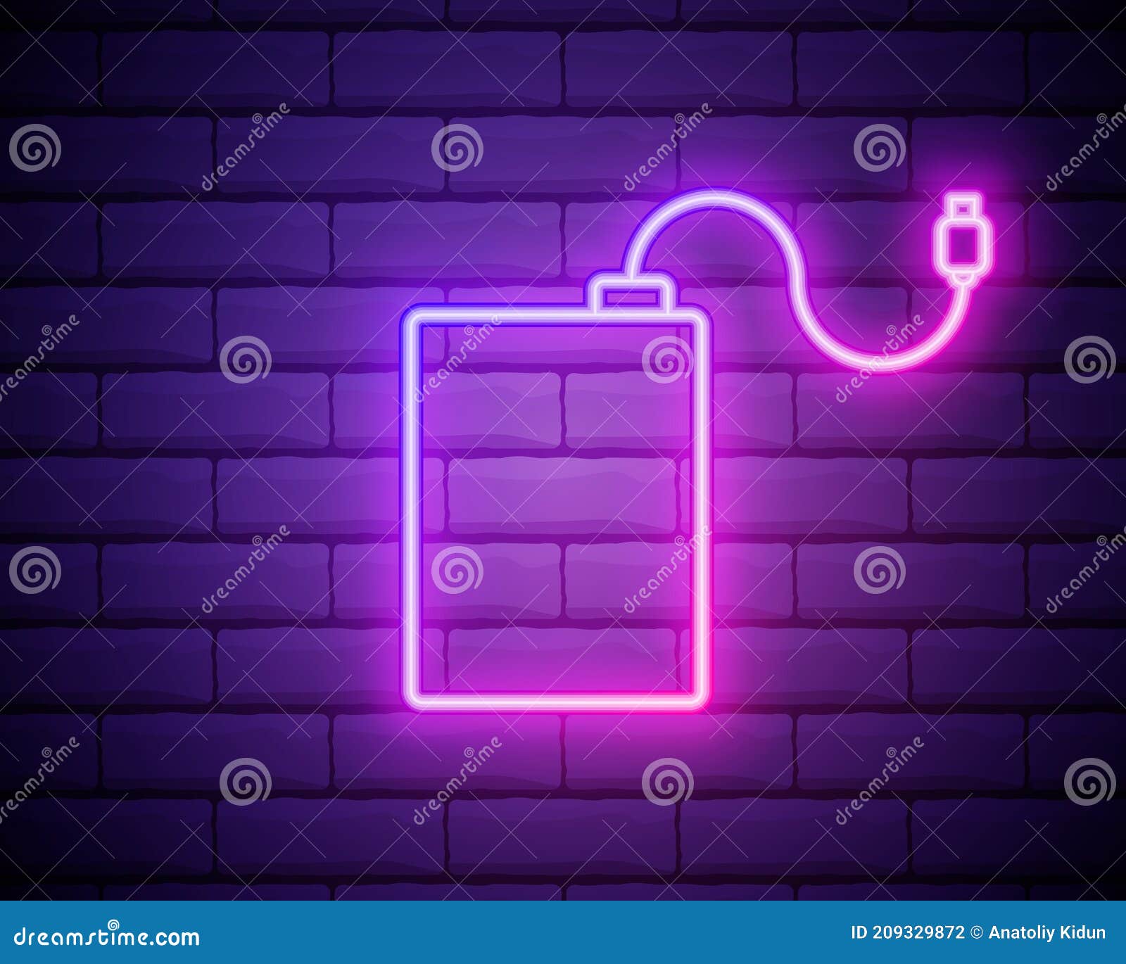 Neon Light. HDD Icon. Hard Disk Storage Sign. Hard Drive Memory Symbol ...