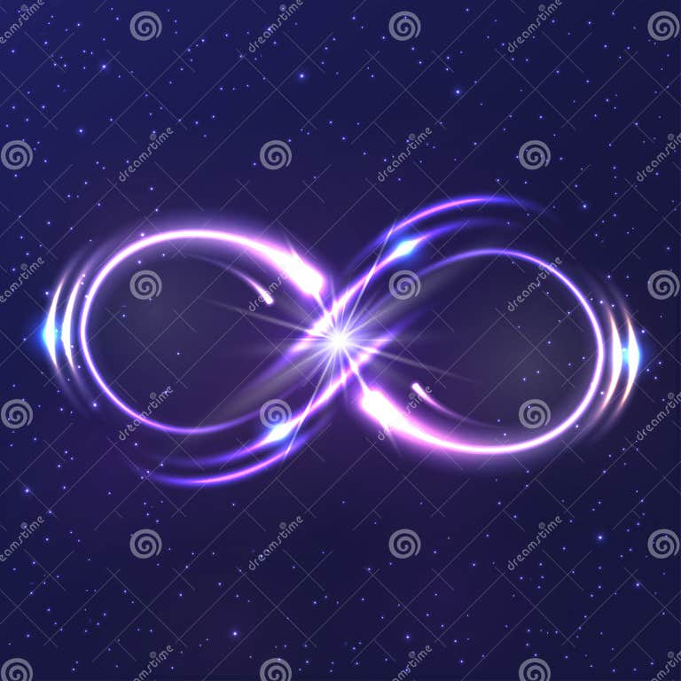 Neon light infinity symbol stock illustration. Illustration of infinite ...