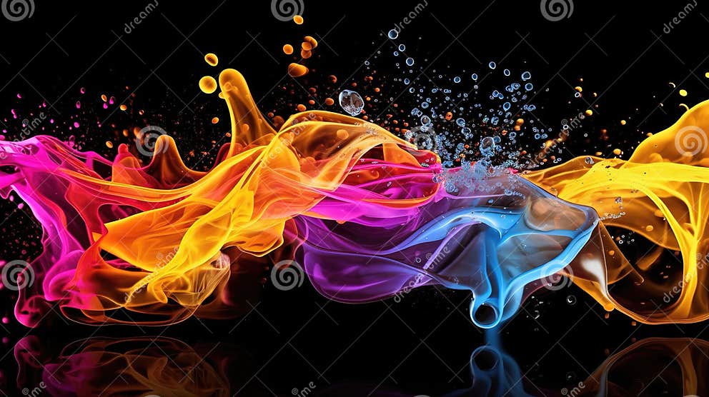 Neon Light Inspired Waves in Different Colors, Wallpaper Artwork, Ai Generated Image Stock ...