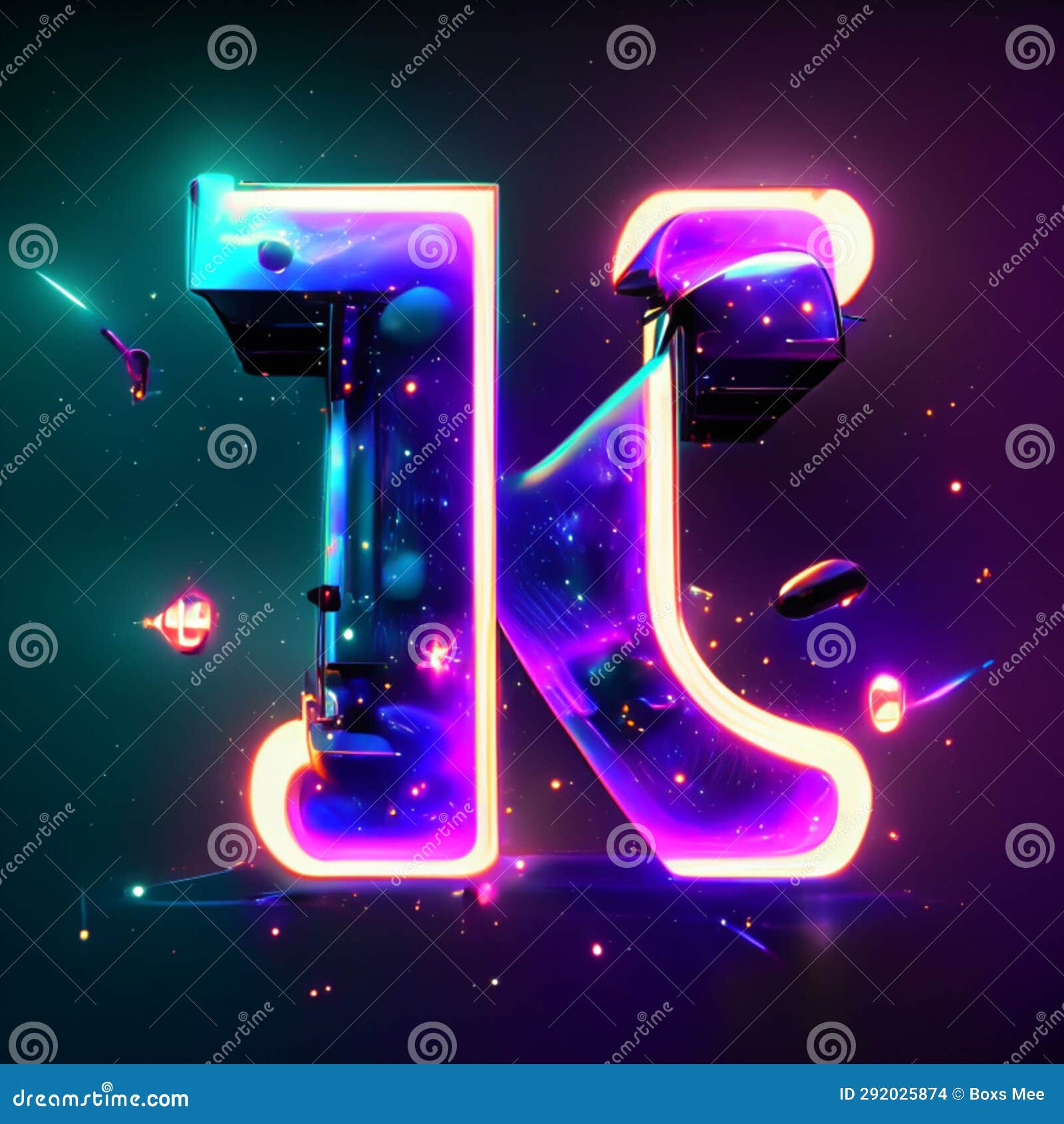 Neon Light Letter K on a Dark Background. Vector Illustration Stock ...