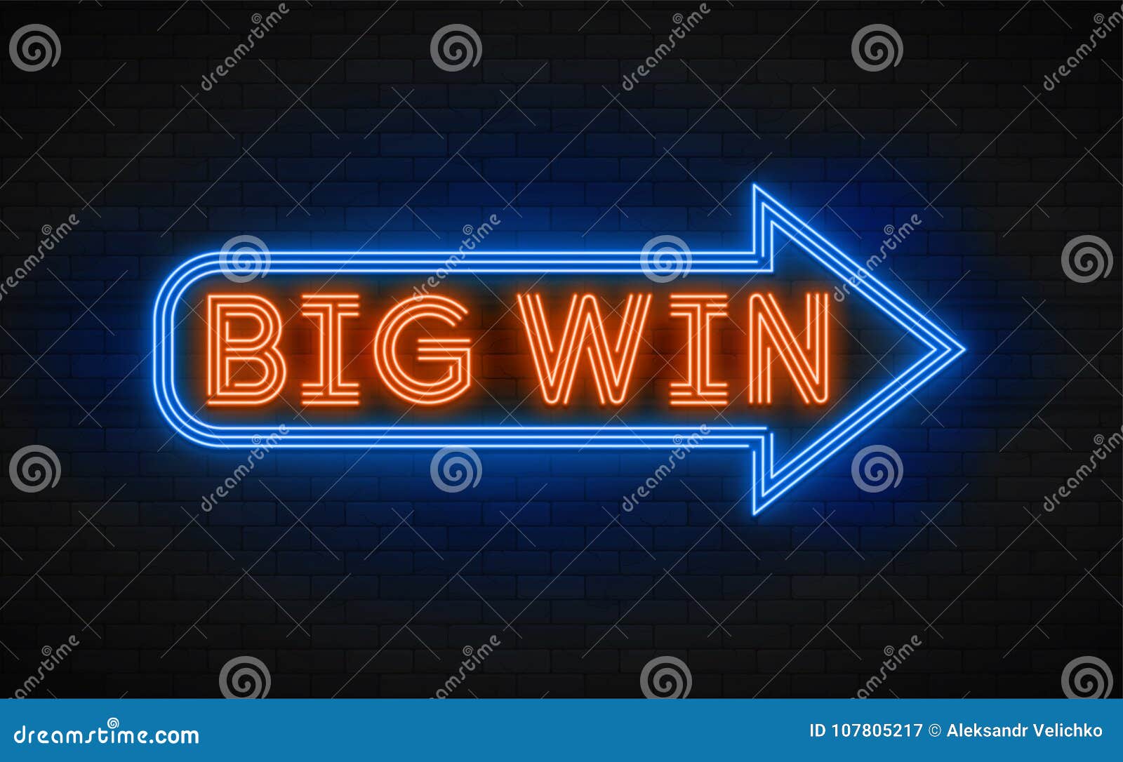 Neon Light Linear Promotion Banner, Jackpot, Game, Big Win. Stock ...