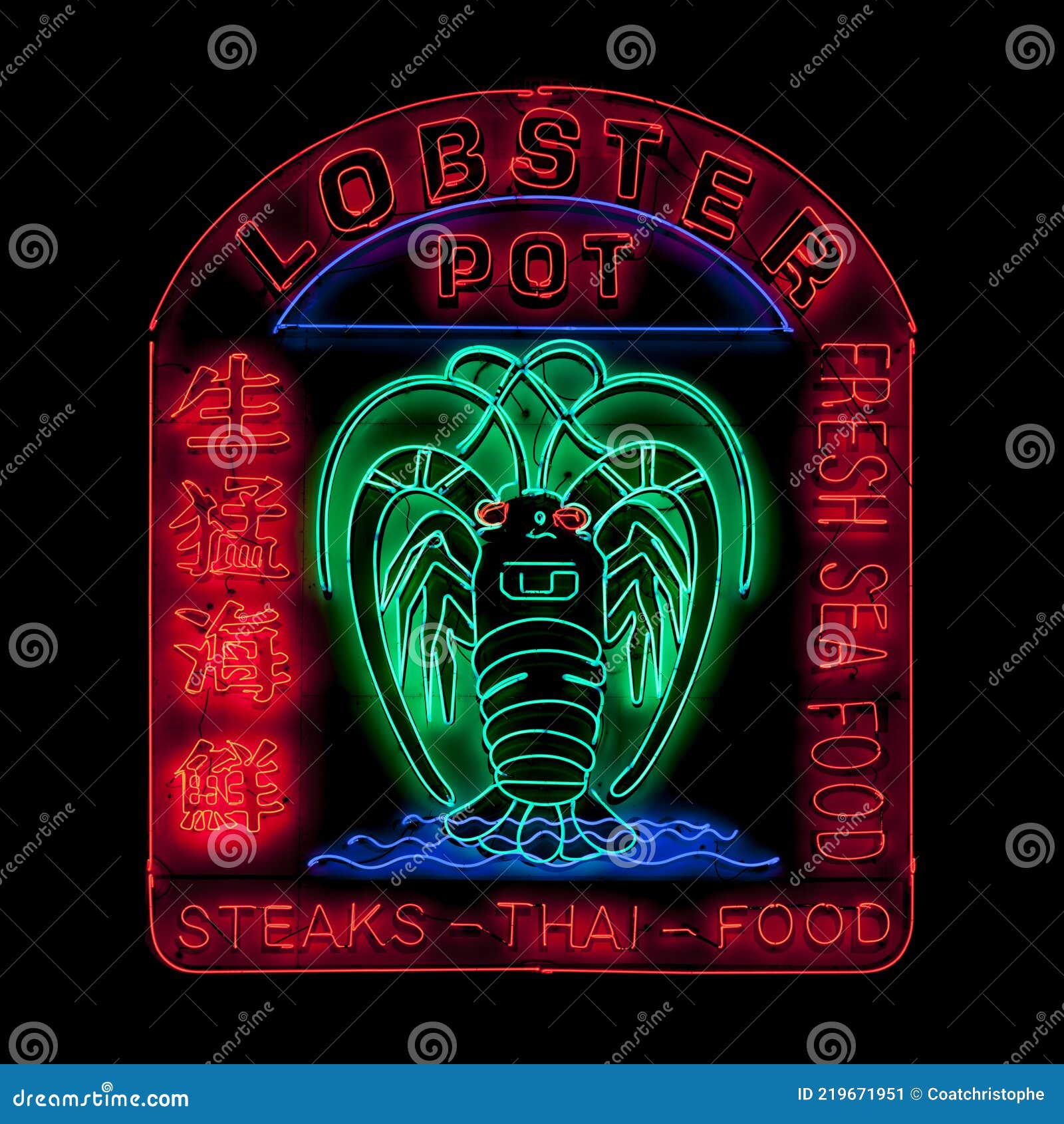 Neon light - Lobster stock image. Image of seafood, sign - 219671951