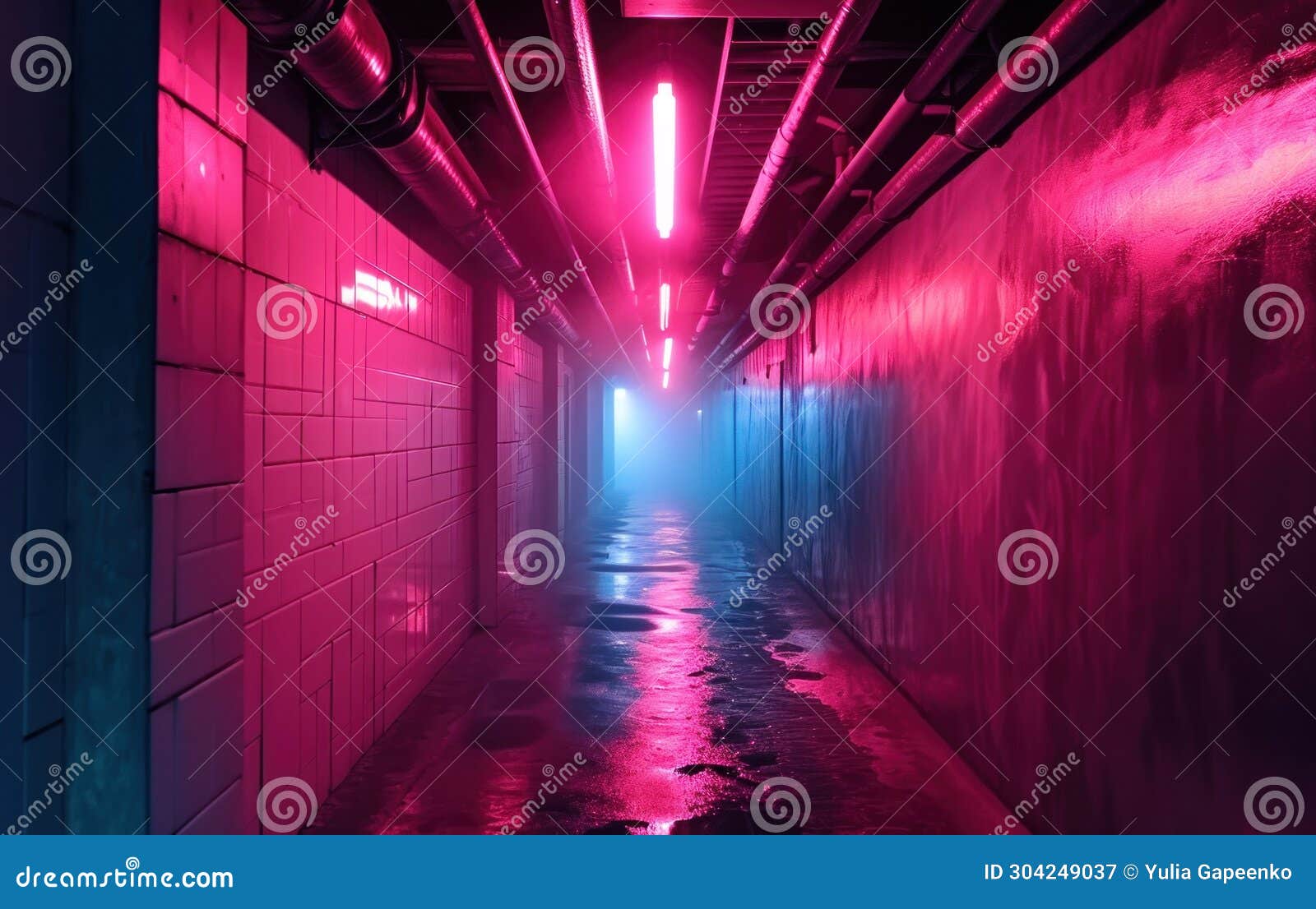 The Neon Light Makes a Glowing Pathway Stock Image - Image of modern ...