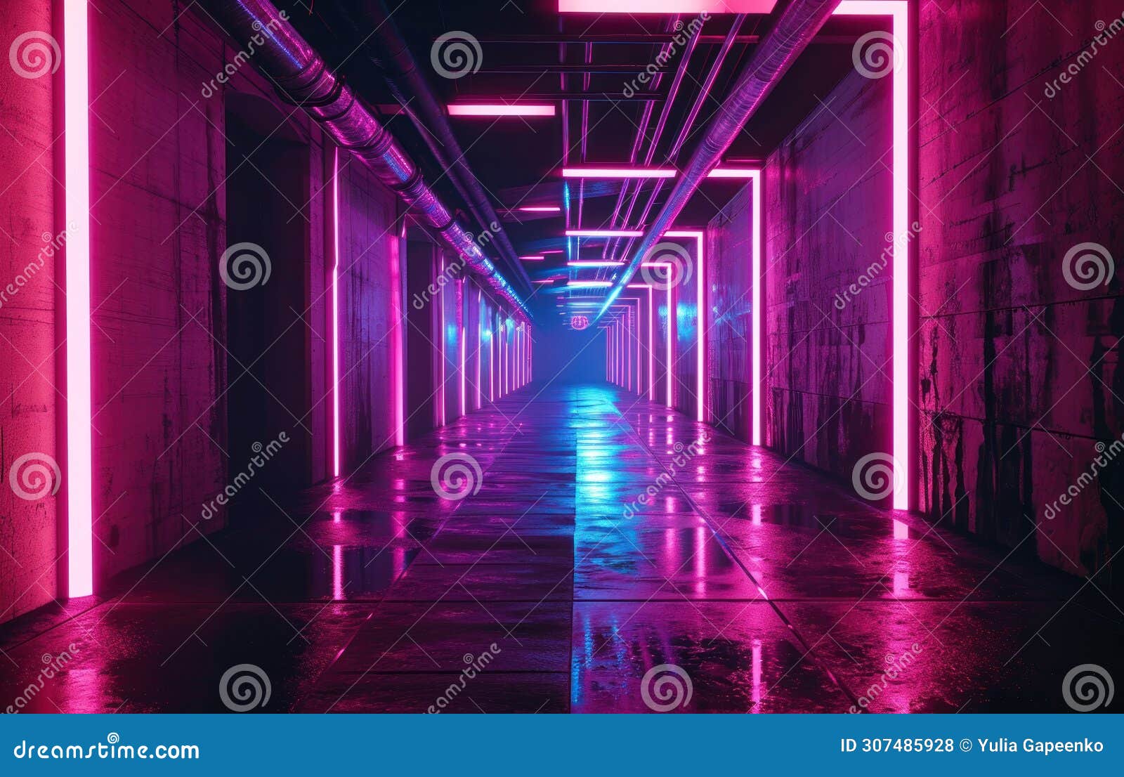The Neon Light Makes a Glowing Pathway Stock Photo - Image of radiance ...