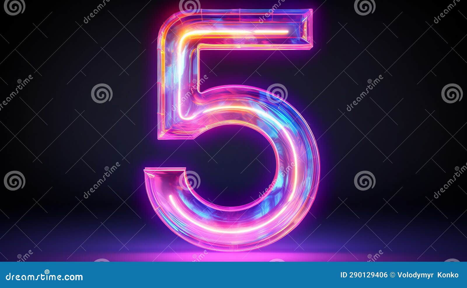 Neon Light Number Five. Generative Ai Stock Photo - Image of urban ...