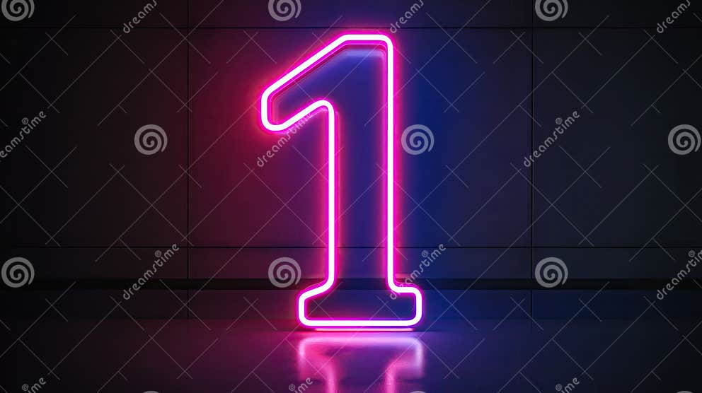 Neon Light Number One, Glowing Pink Number 1, Neon Magic, Generative AI ...