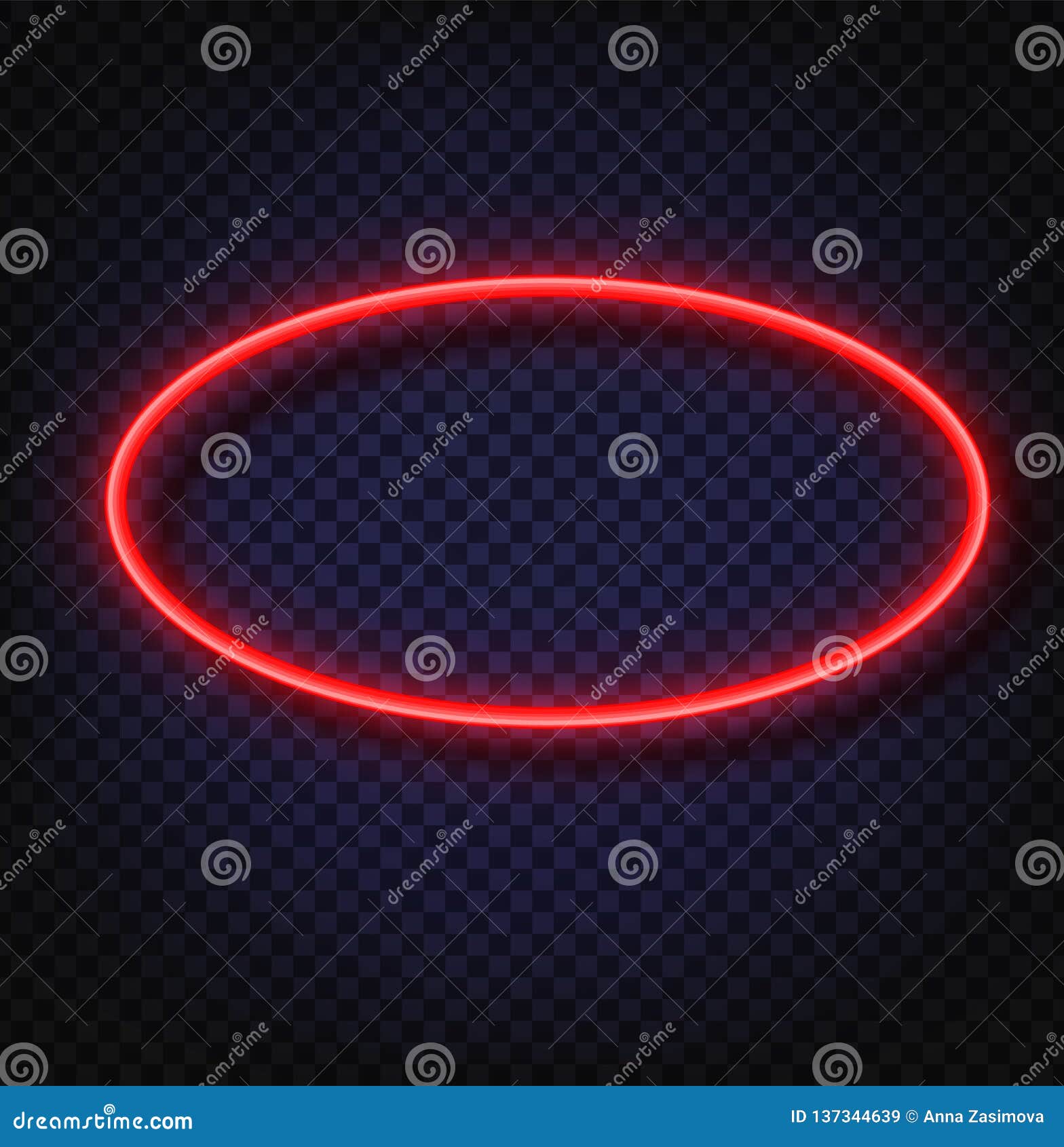 Neon Light Oval Banner. Vector Neon Light Frame Sign. Realistic Glowing ...