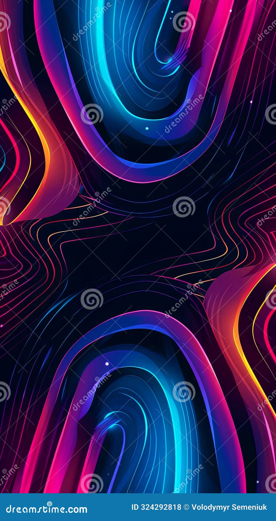 Neon Light Patterns on a Dark Background Stock Illustration ...
