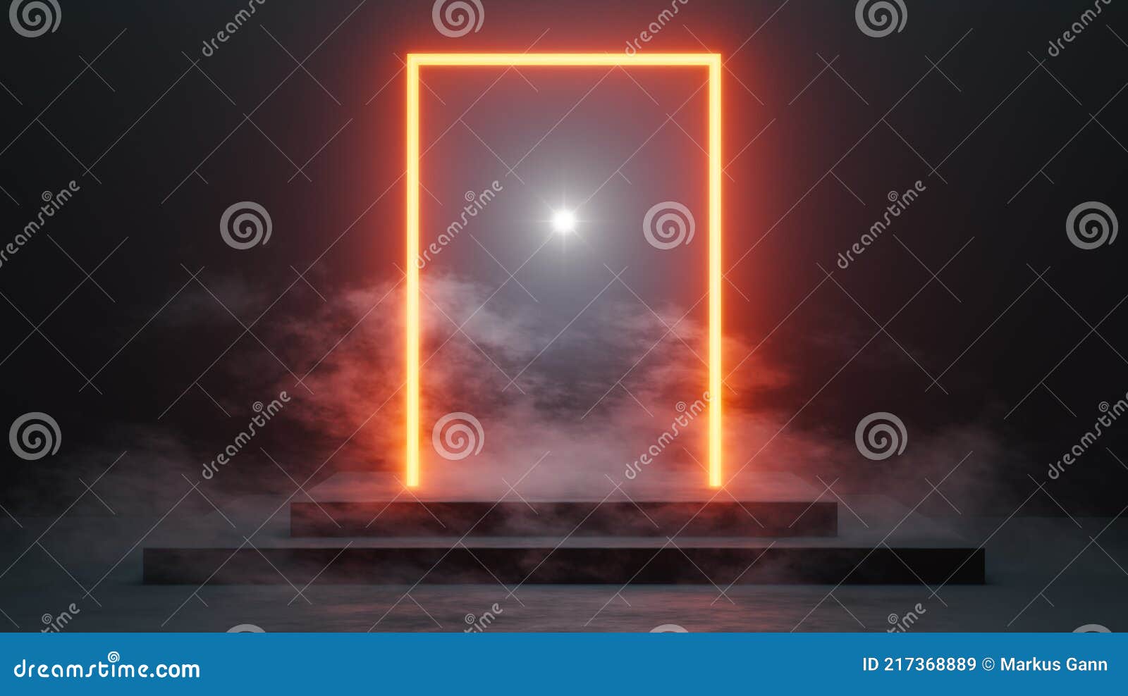 Neon Light Portal with Smoke Stock Illustration - Illustration of ...