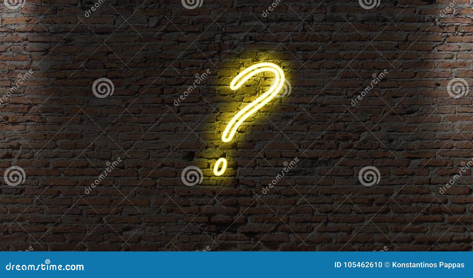 Neon Light Question Marks on a Dark Brick Wall Stock Illustration ...