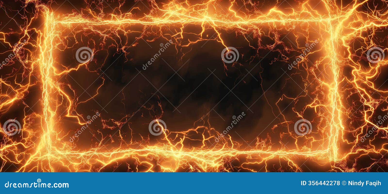 Neon Light Rectangle Box Frame with Electric Fire Lightning and Smoke ...