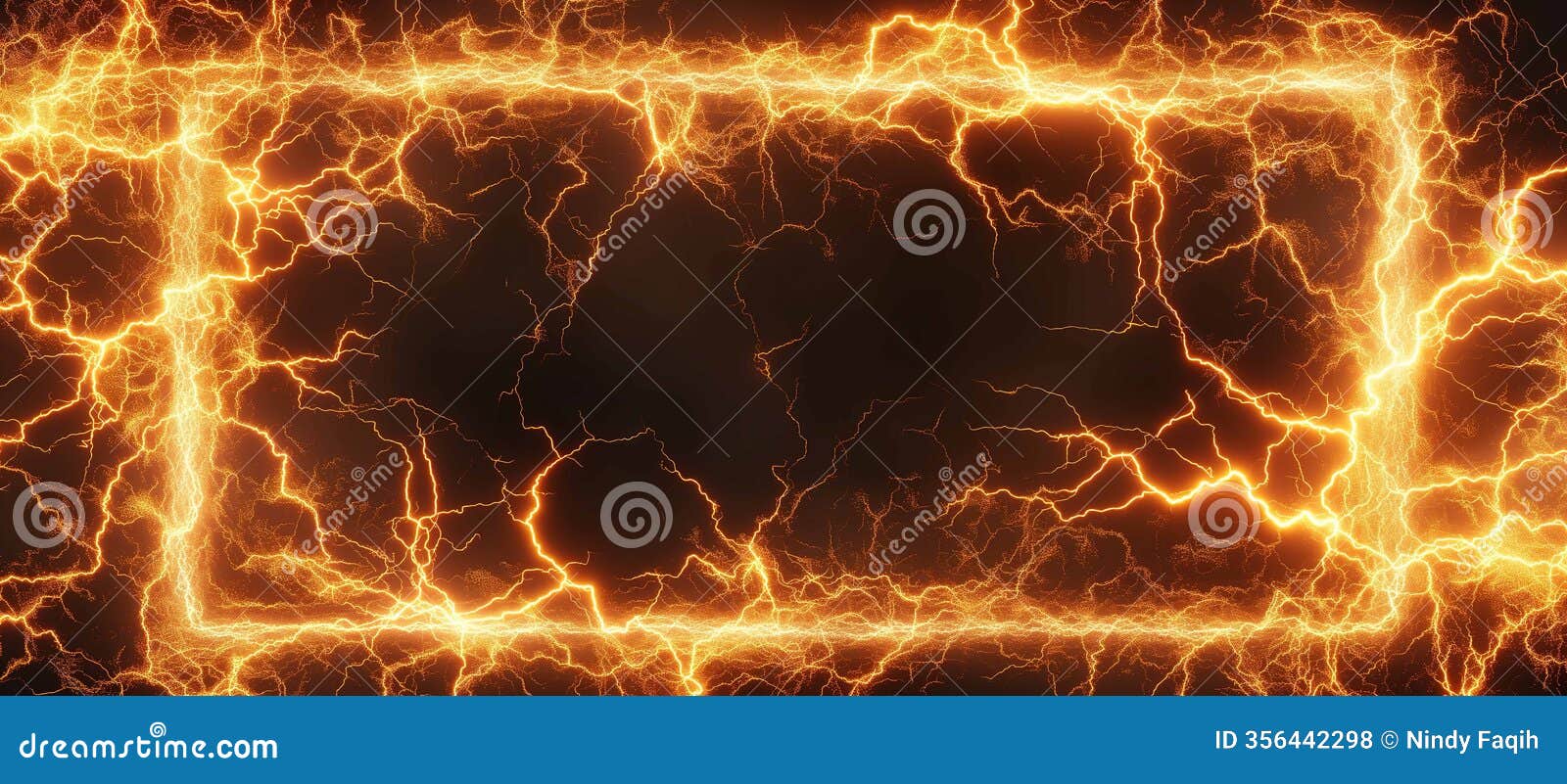 Neon Light Rectangle Box Frame with Electric Fire Lightning and Smoke ...