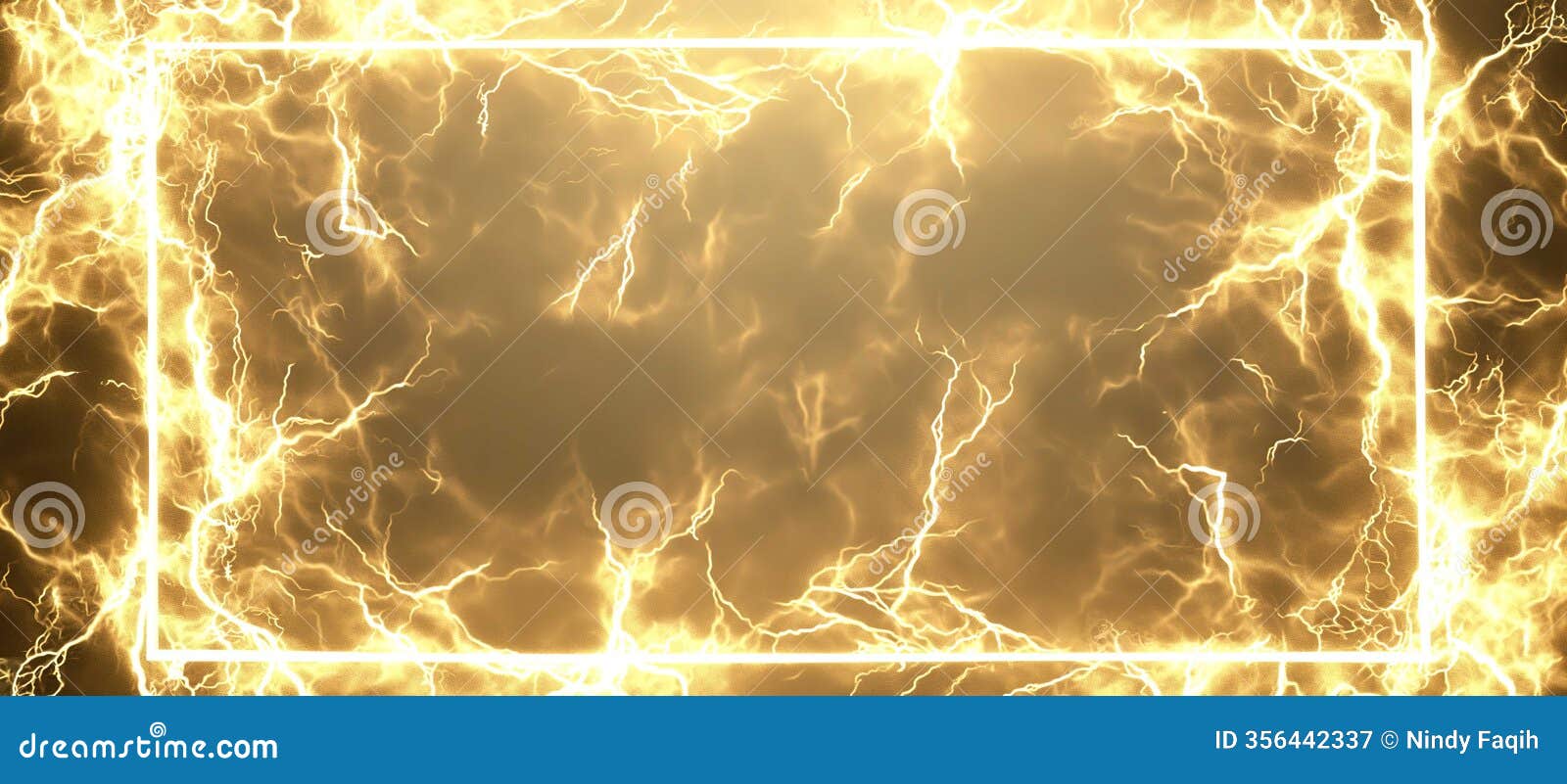 Neon Light Rectangle Box Frame with Electric Fire Lightning and Smoke ...