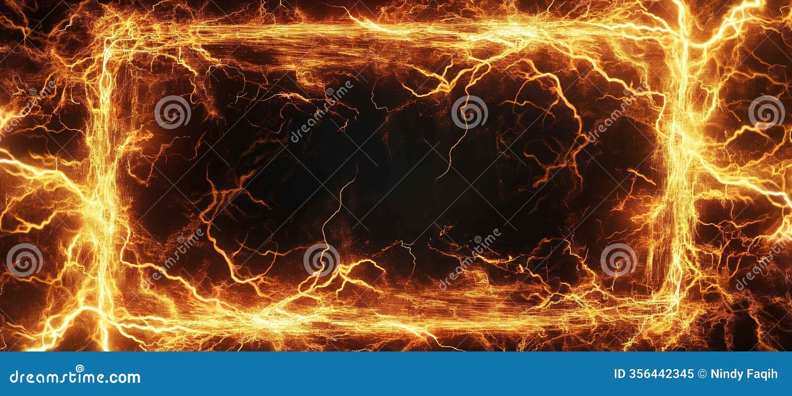 Neon Light Rectangle Box Frame with Electric Fire Lightning and Smoke ...