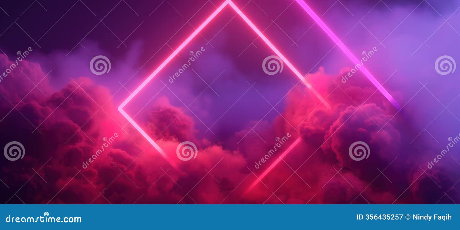 Neon Light Rectangular Line Frame Background with Colorful Glowing ...