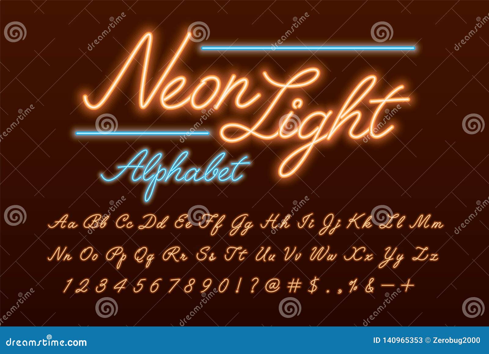 Neon light script font stock vector. Illustration of digit - 140965353 Neon light script font stock vector. Illustration of digit - 140965353