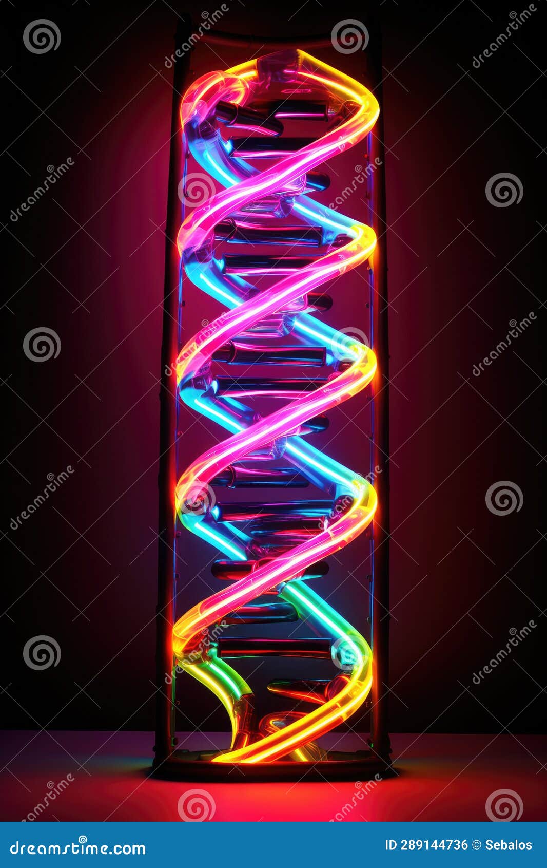 Neon Light Sculpture in the Shape of a Double Helix DNA Strand Stock ...