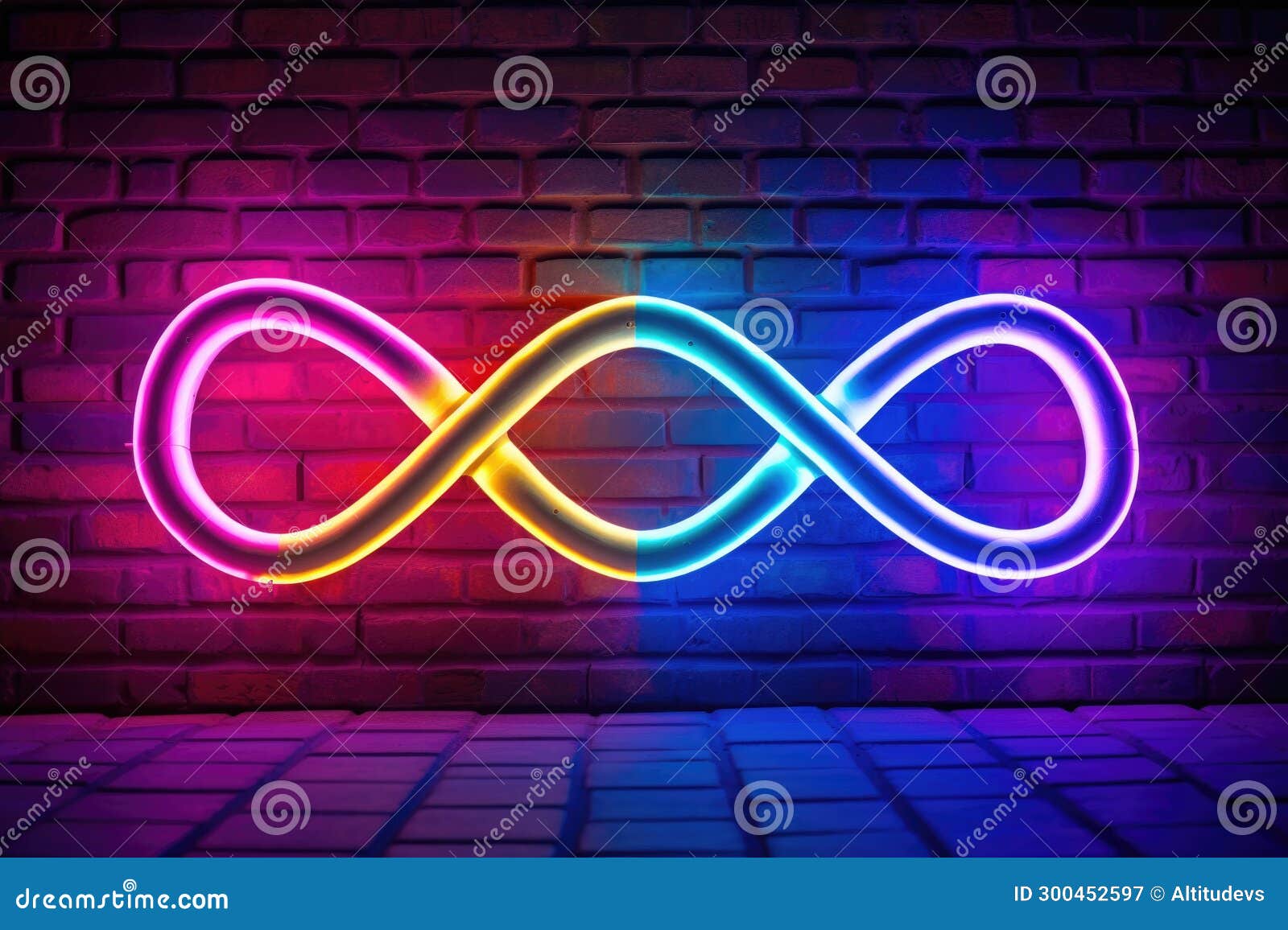 Neon Light in the Shape of an Infinity Sign on a Brick Wall Stock Image ...