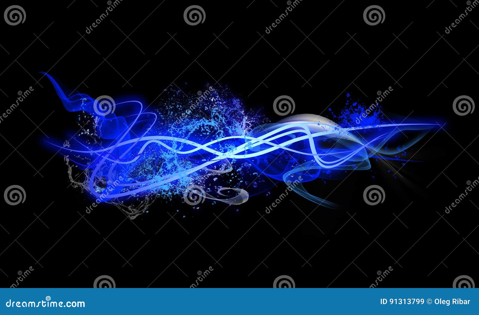 Neon Light Shape with Splash of Realistic Glowing Particles and Waves ...