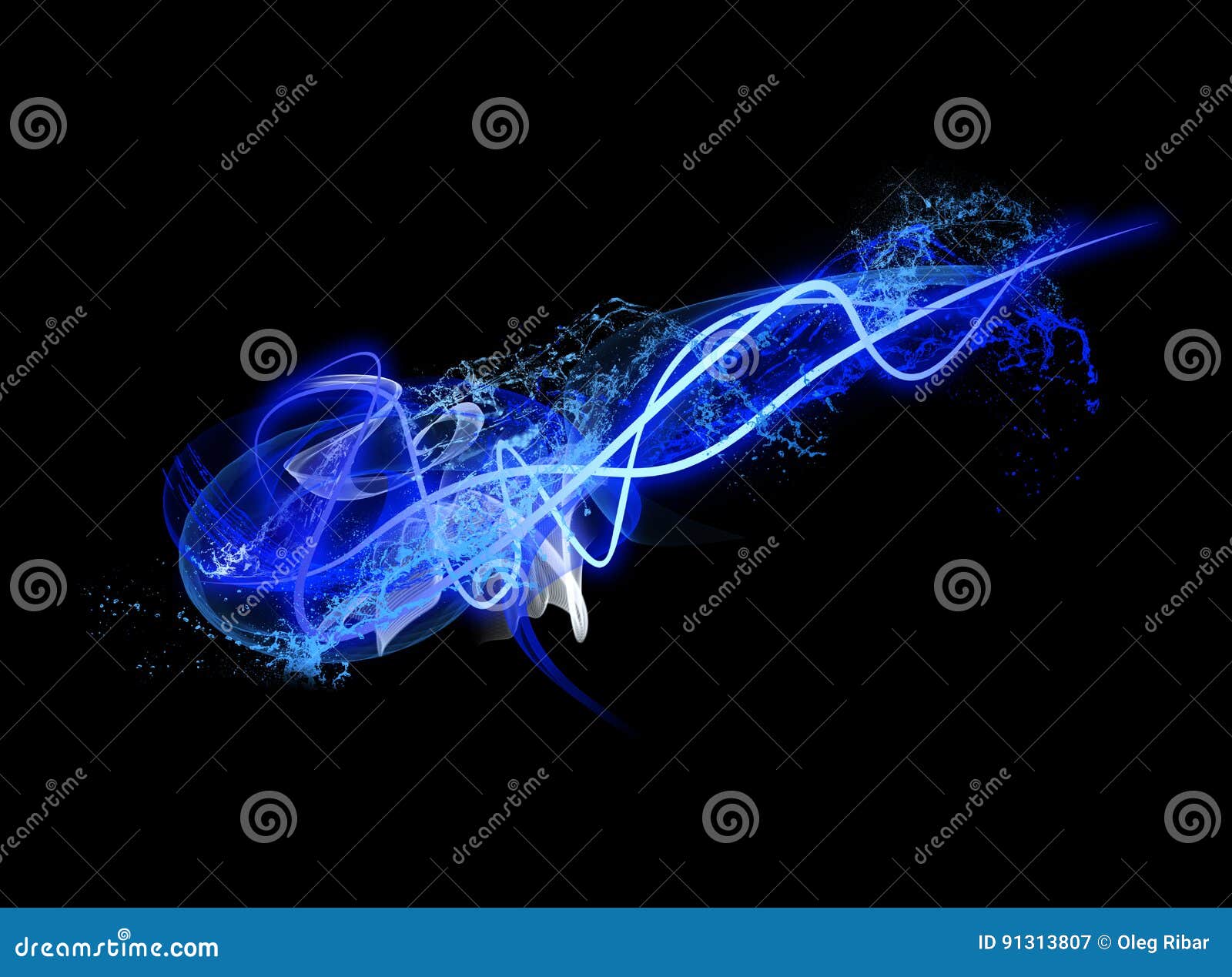 Neon Light Shape with Splash of Realistic Glowing Particles and Waves ...