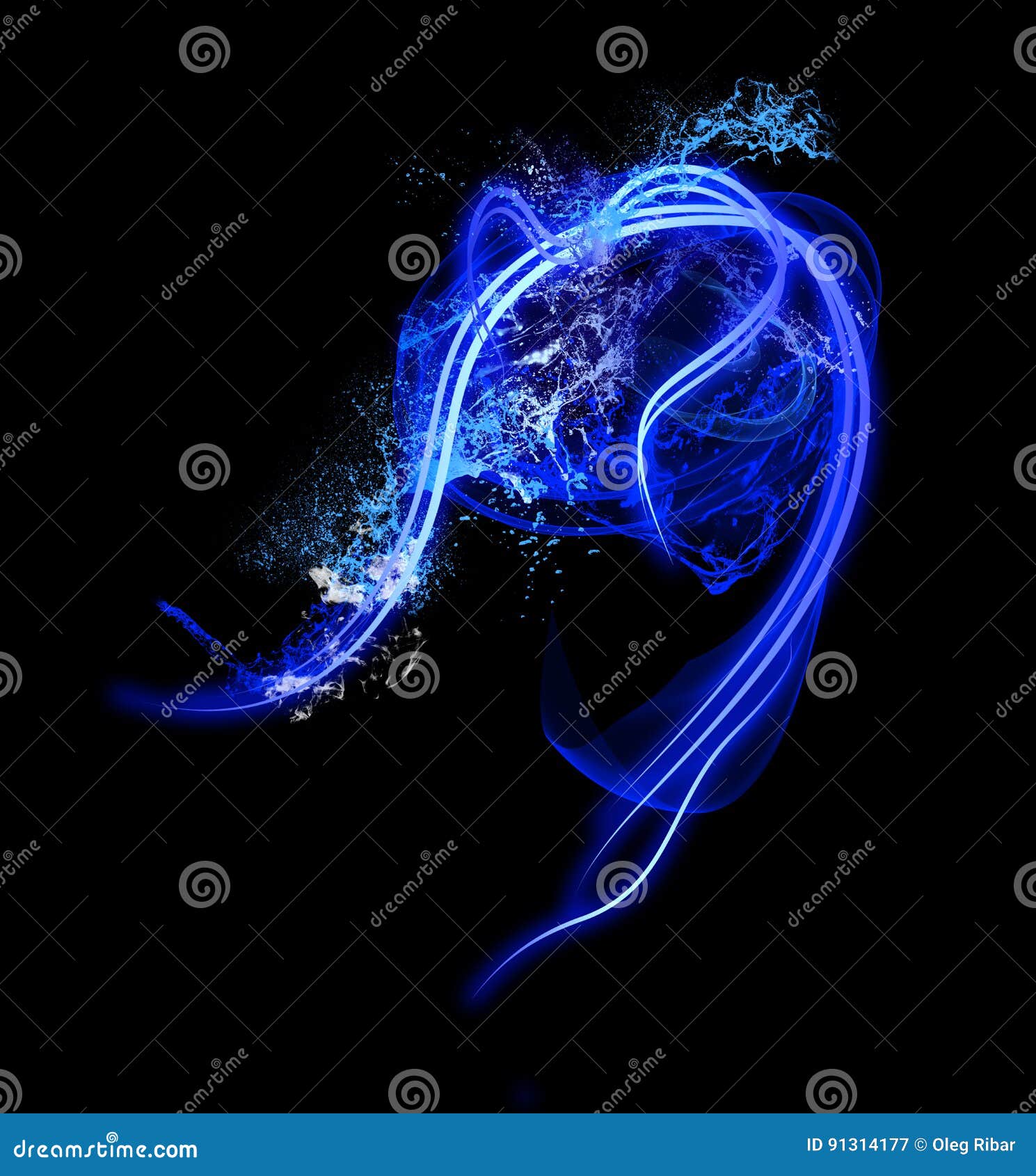 Neon Light Shape with Splash of Realistic Glowing Particles and Waves ...