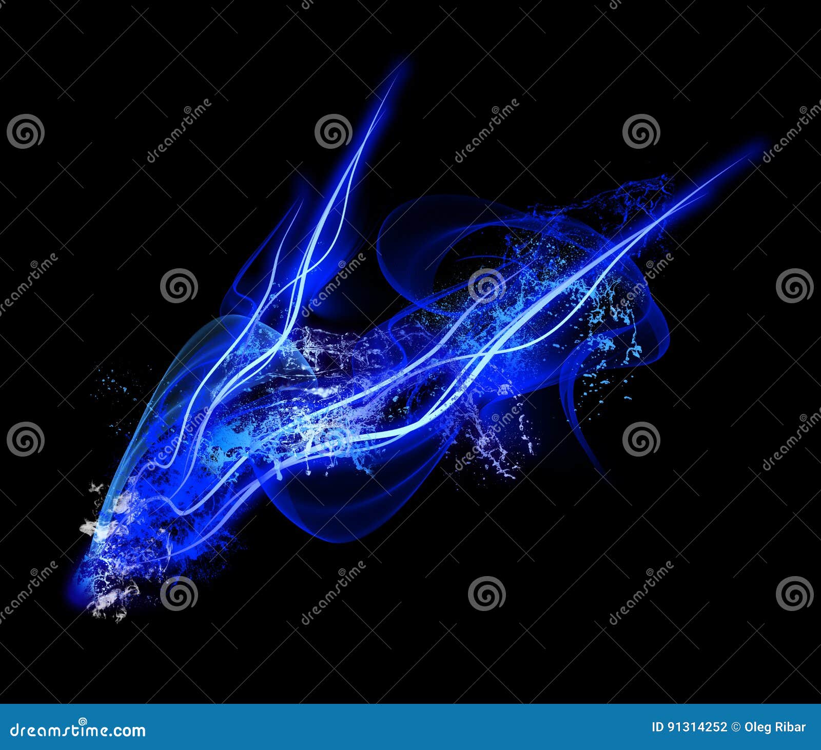 Neon Light Shape with Splash of Realistic Glowing Particles and Waves ...