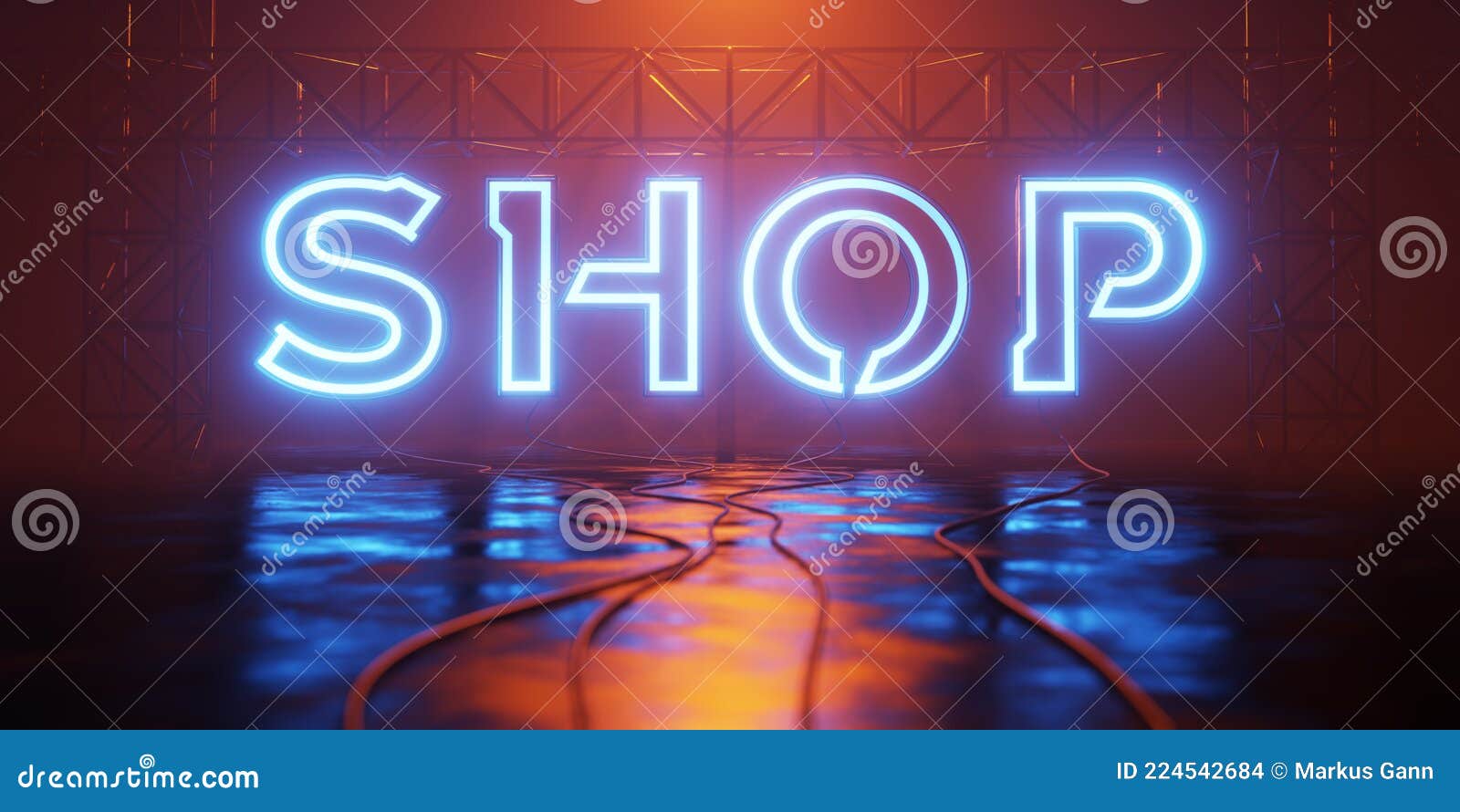 Neon light shop sign stock illustration. Illustration of decoration ...