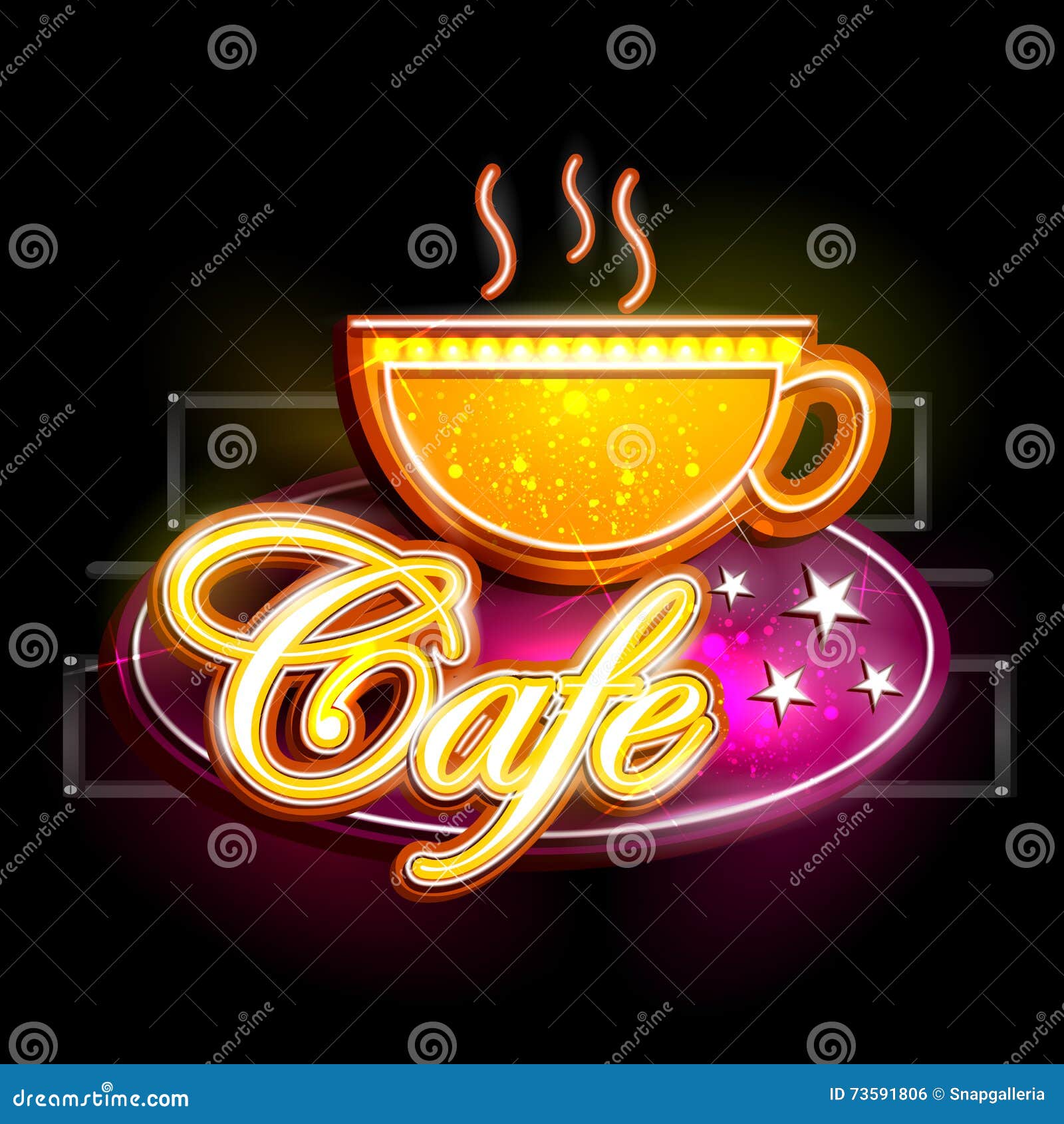 Neon Light Signboard for Cafe Stock Vector - Illustration of evening ...