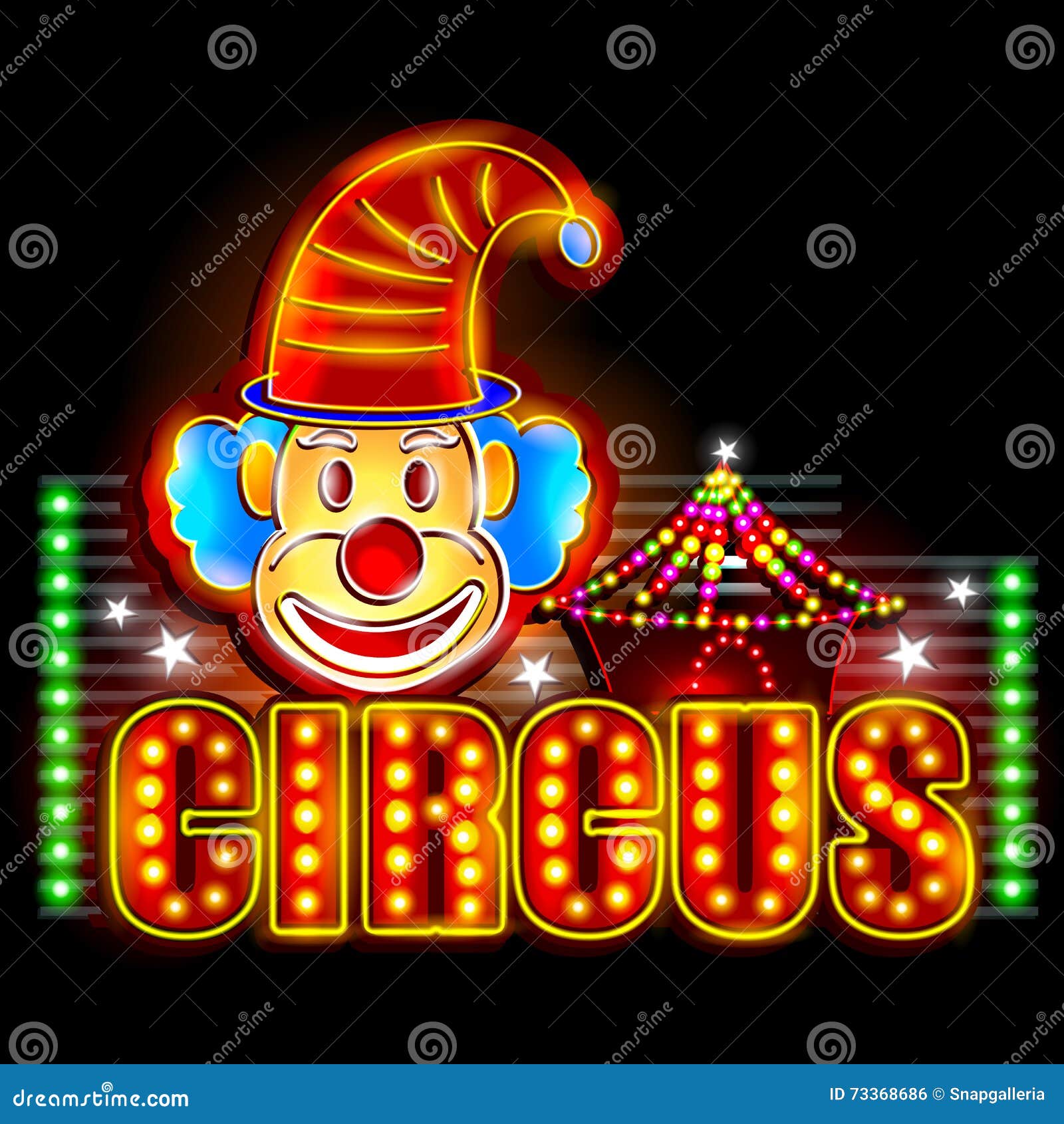 Neon Light Signboard for Circus Banner Stock Vector - Illustration of ...