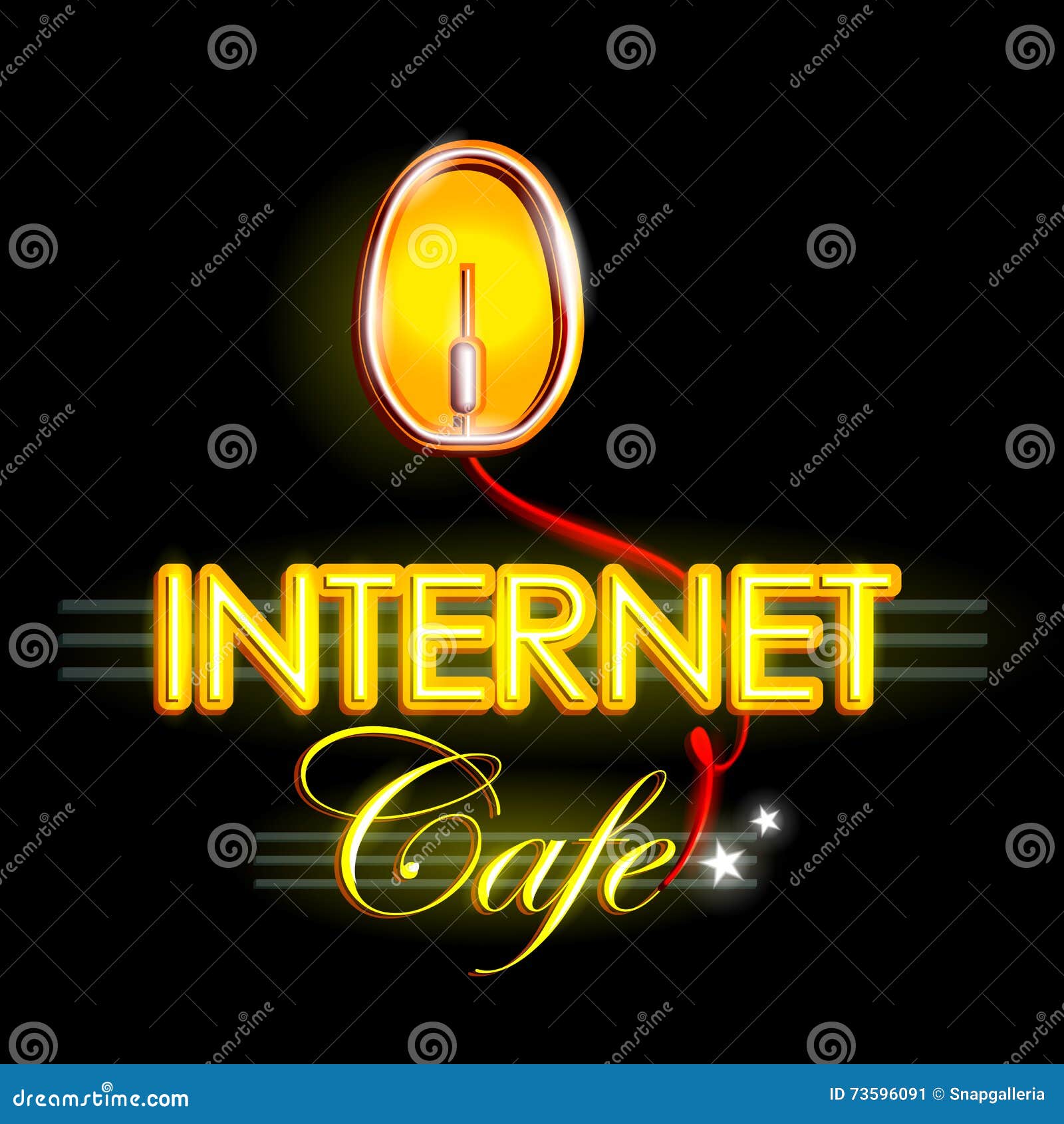 Neon Light Signboard for Internet Cafe Stock Vector - Illustration of ...