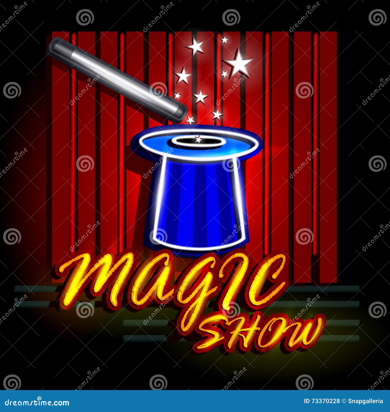 Neon Light Signboard for Magic Show Stock Vector - Illustration of ...