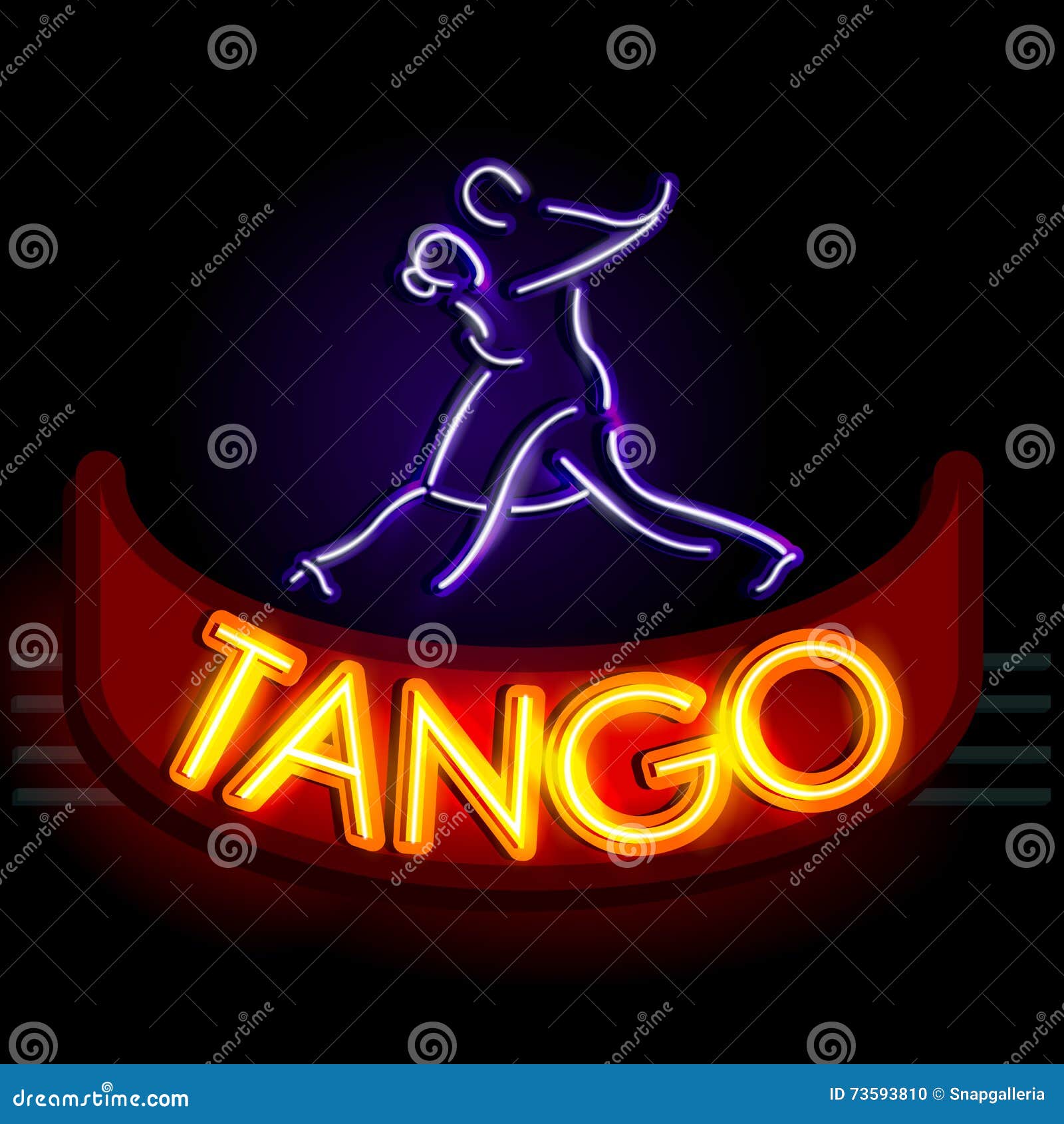 Neon Light Signboard for Tango Stock Vector - Illustration of love ...