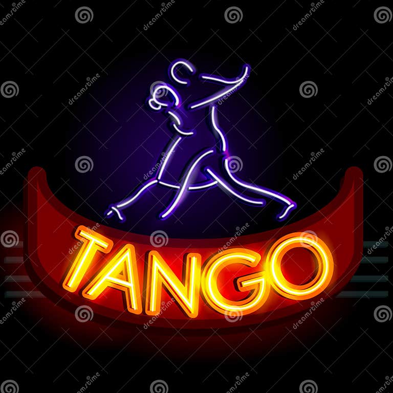 Neon Light Signboard for Tango Stock Vector - Illustration of love ...