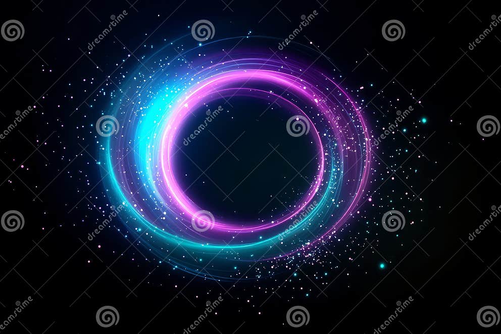 Neon Light Spin Effect with Vibrant Colors and Sparkling Particles ...