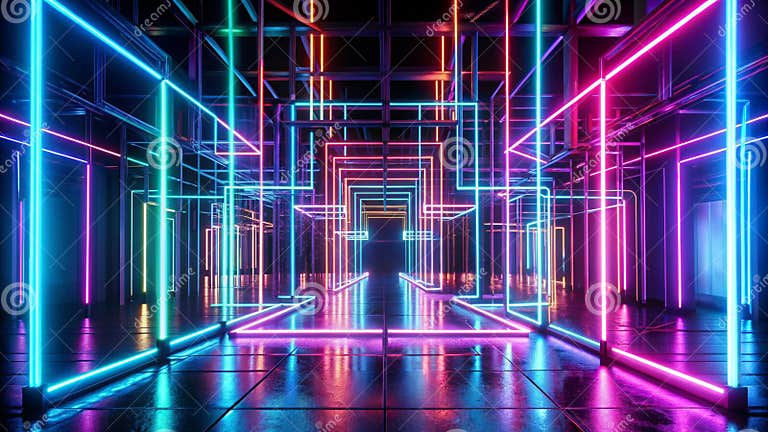Neon Light Structures Create a Stunning Abstract Visual Generative AI ...