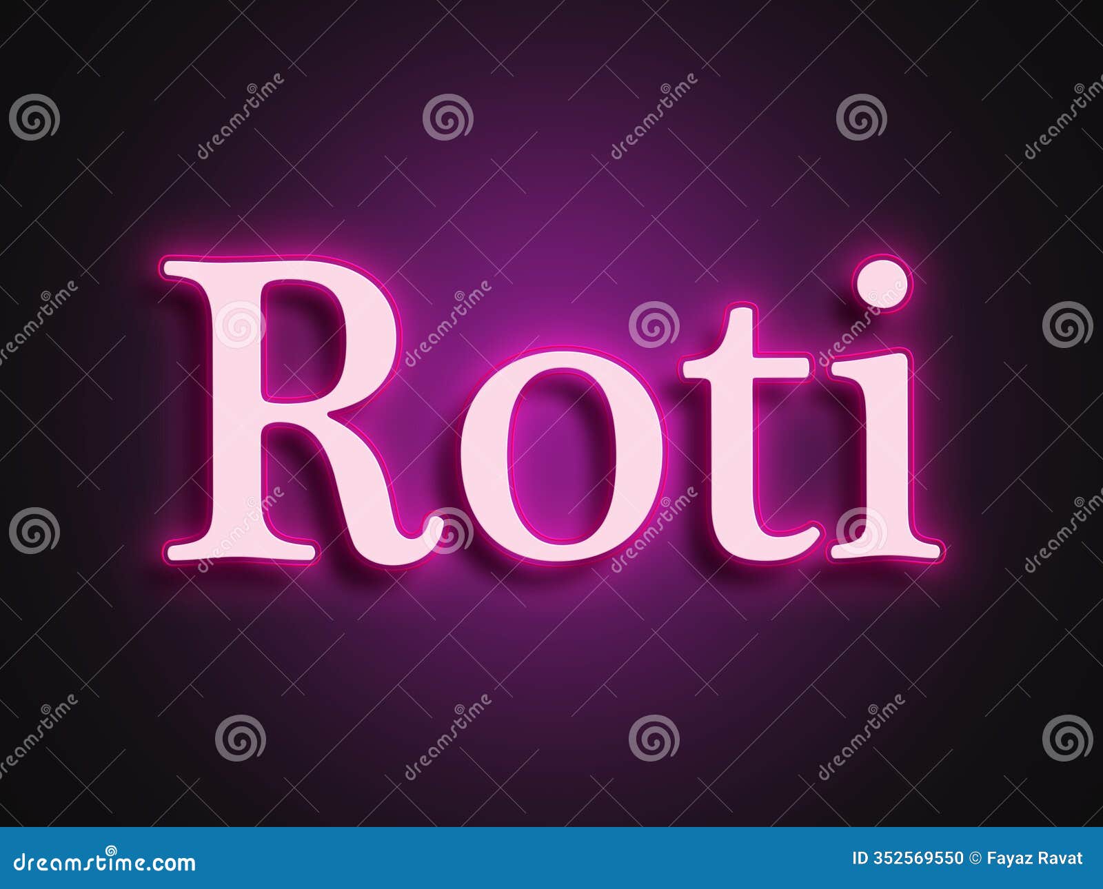 Pink Glowing Neon Light Text Effect of Hindi Word Roti. Stock ...