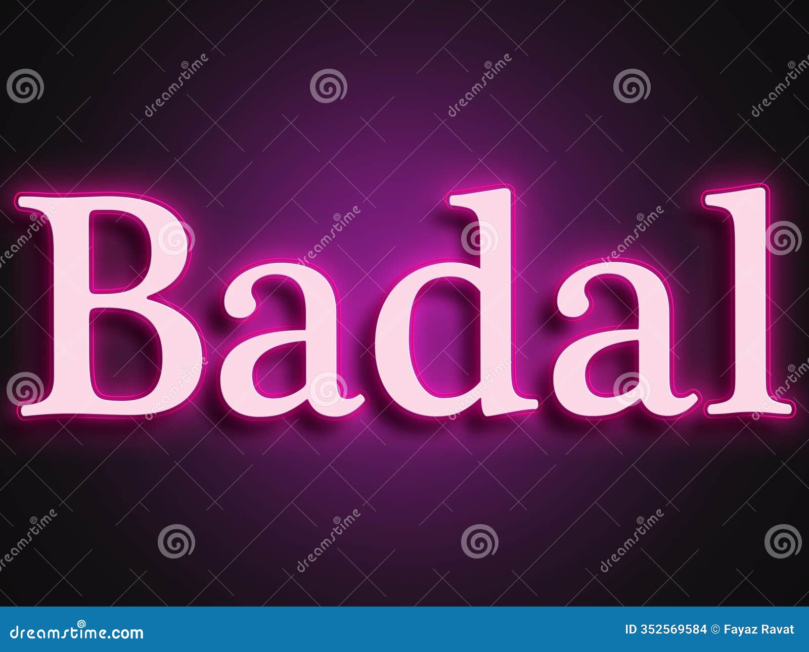 Pink Glowing Neon Light Text Effect of Hindi Word Badal. Stock ...