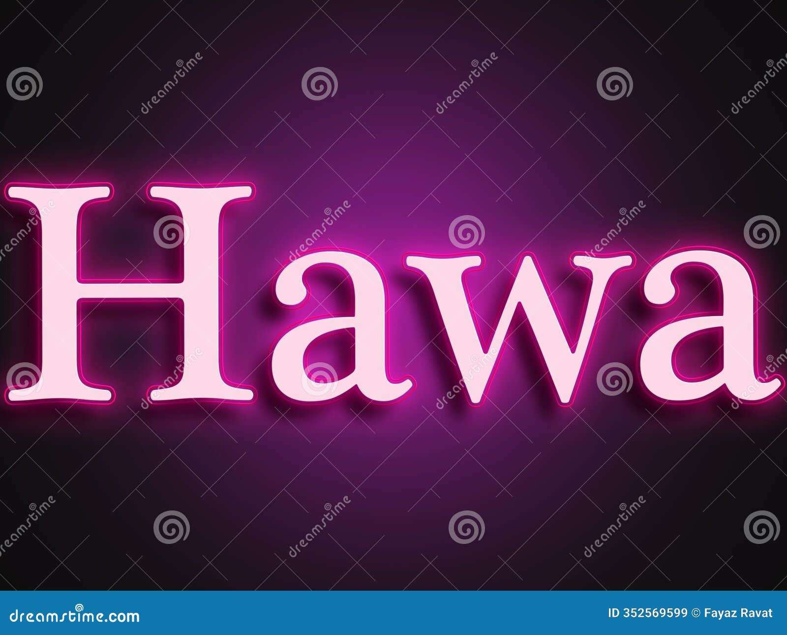 Pink Glowing Neon Light Text Effect of Hindi Word Hawa. Stock ...