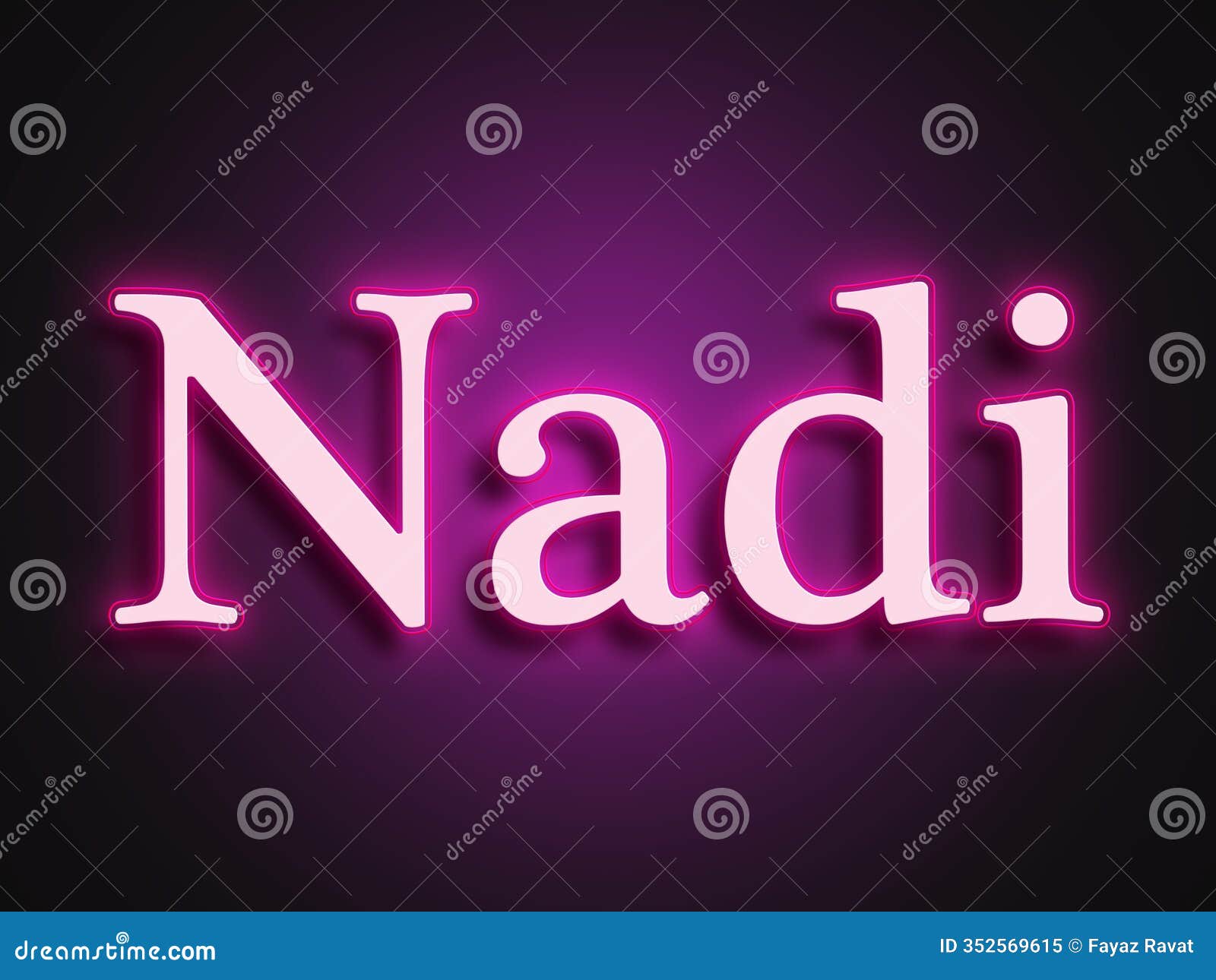 Pink Glowing Neon Light Text Effect of Hindi Word Nadi. Stock ...