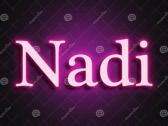Pink Glowing Neon Light Text Effect of Hindi Word Nadi. Stock ...