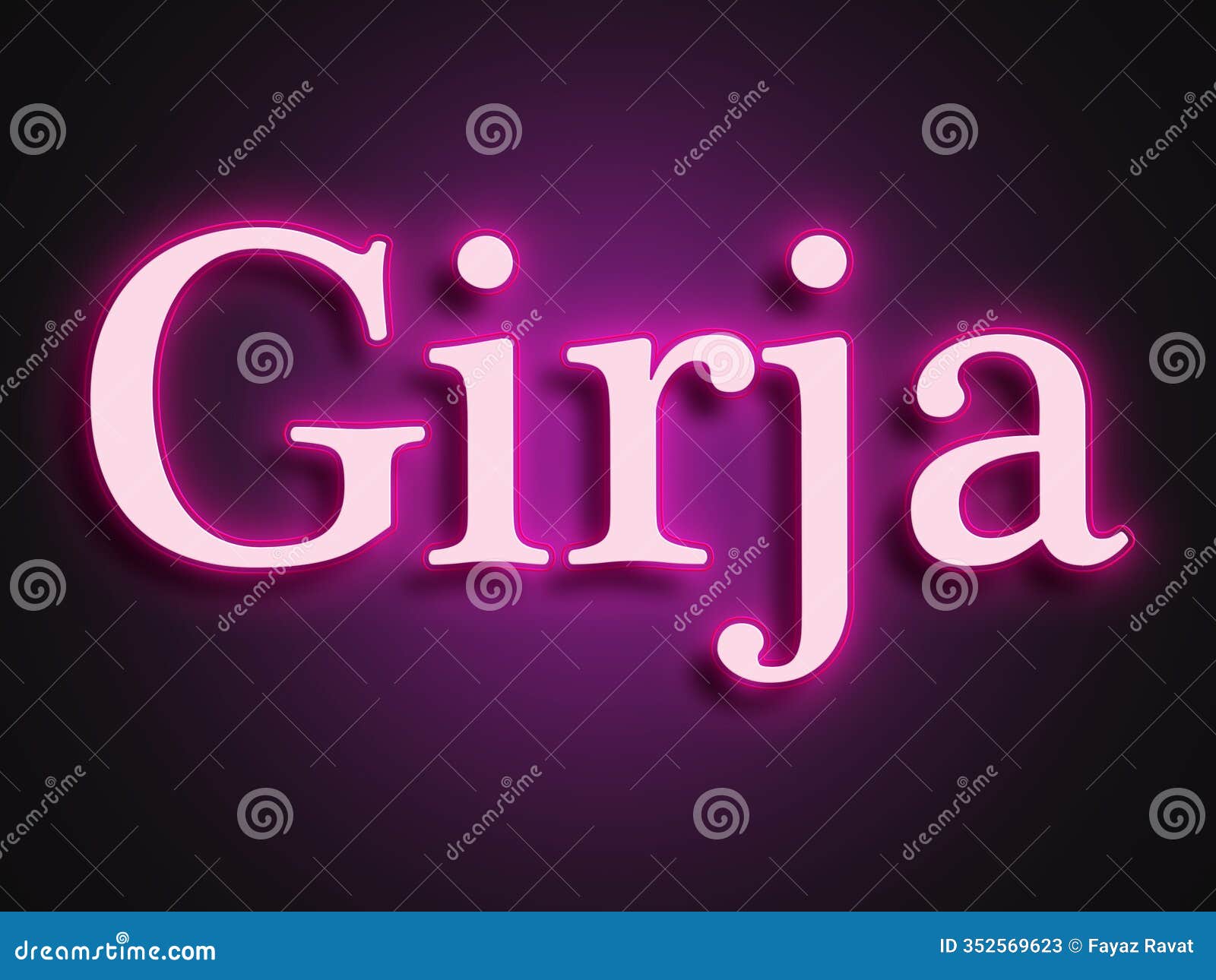 Pink Glowing Neon Light Text Effect of Hindi Word Girja. Stock ...