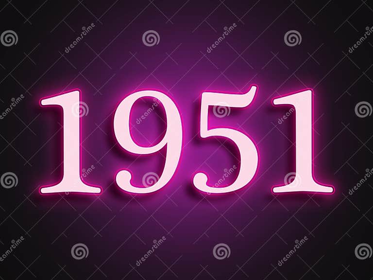 Pink Glowing Neon Light Text Effect of Number 1951. Stock Photo - Image ...