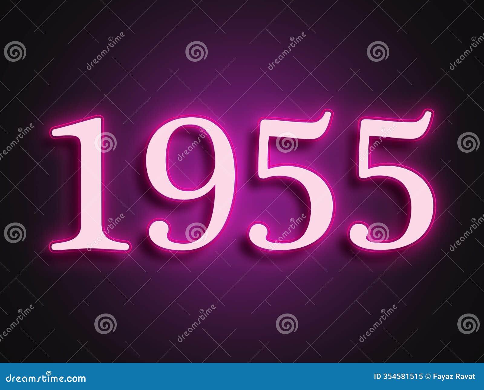 Pink Glowing Neon Light Text Effect of Number 1955. Stock Image - Image ...