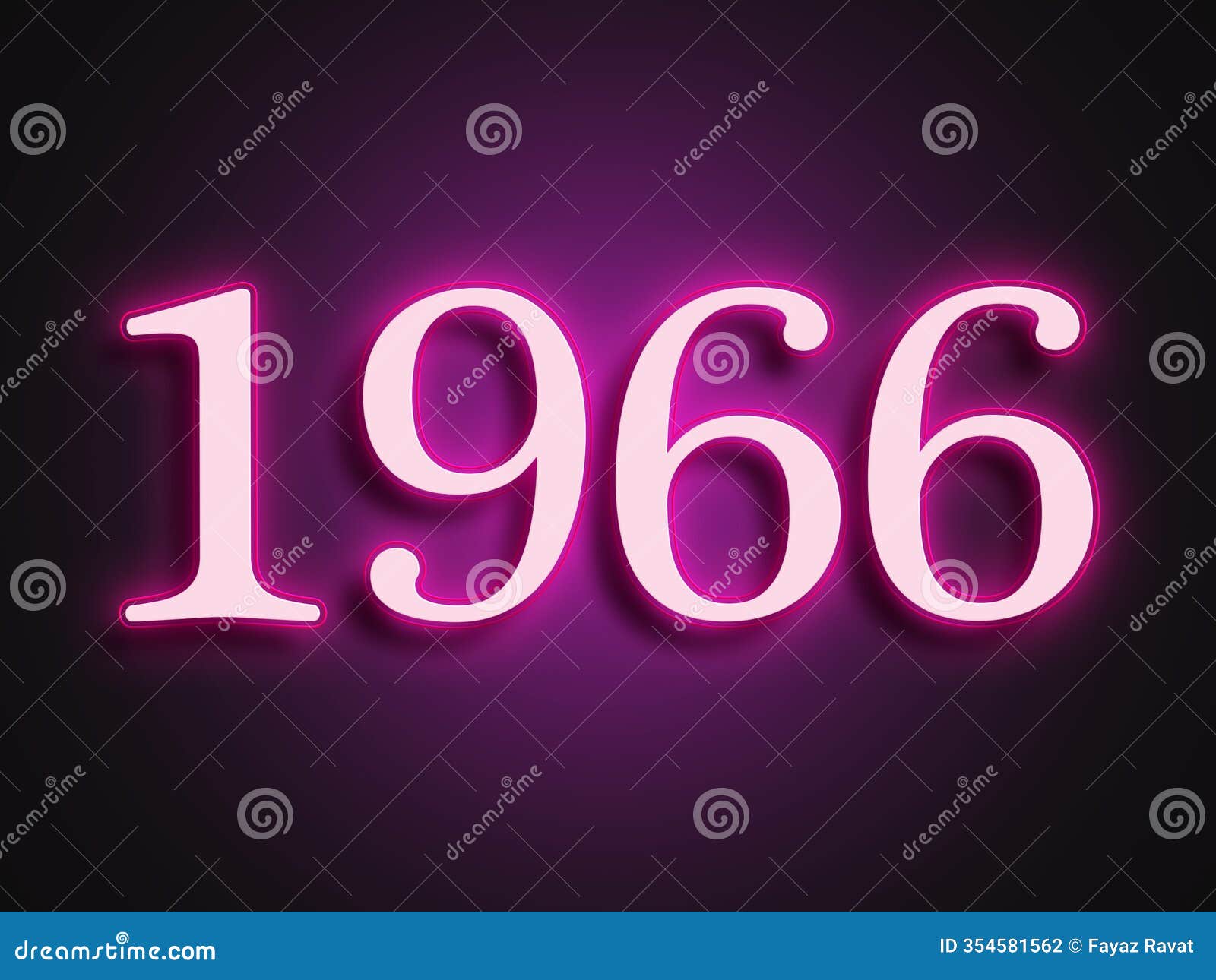 Pink Glowing Neon Light Text Effect of Number 1966. Stock Photo - Image ...