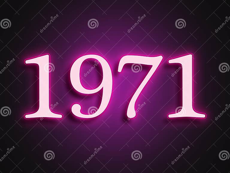 Pink Glowing Neon Light Text Effect of Number 1971. Stock Image - Image ...