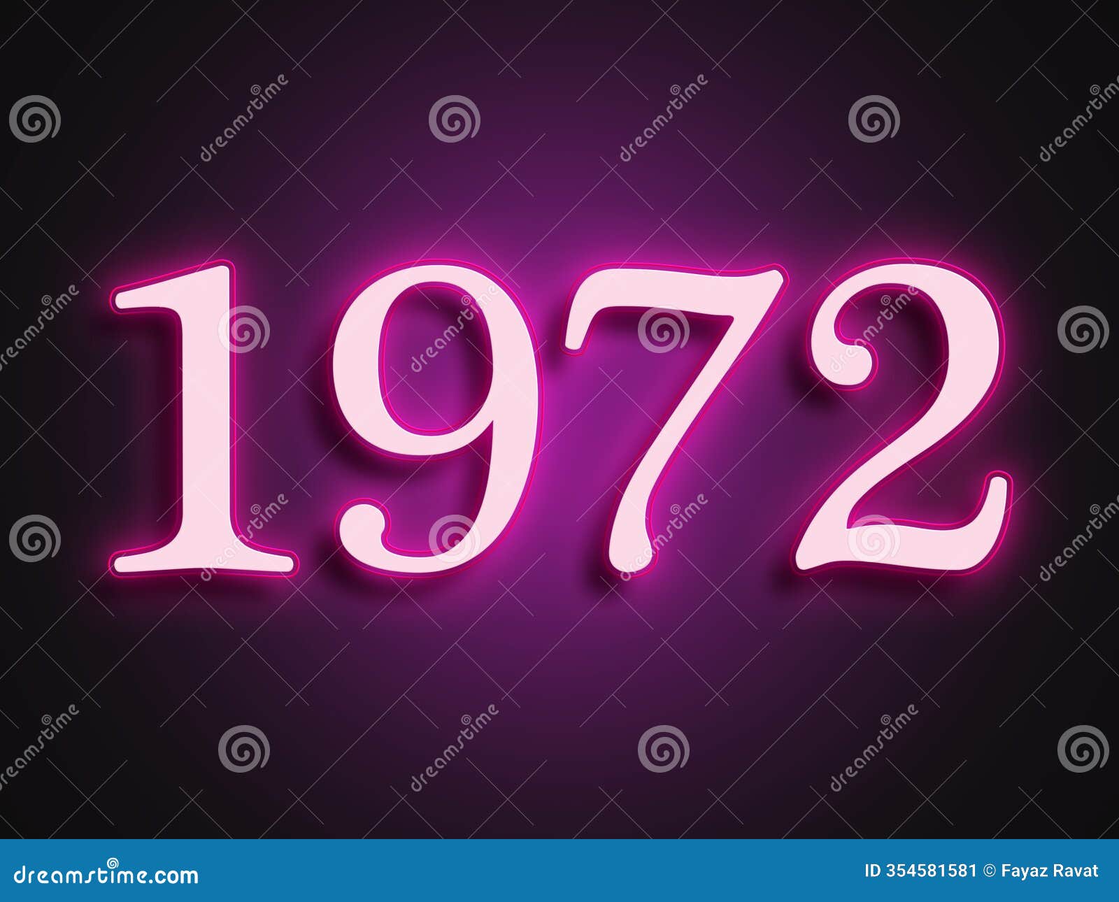 Pink Glowing Neon Light Text Effect of Number 1972. Stock Image - Image ...